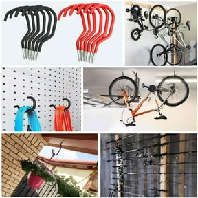 Overhead Ceiling Shelf, 6 Heavy-Duty Hooks for Bike, Garage Storage ...