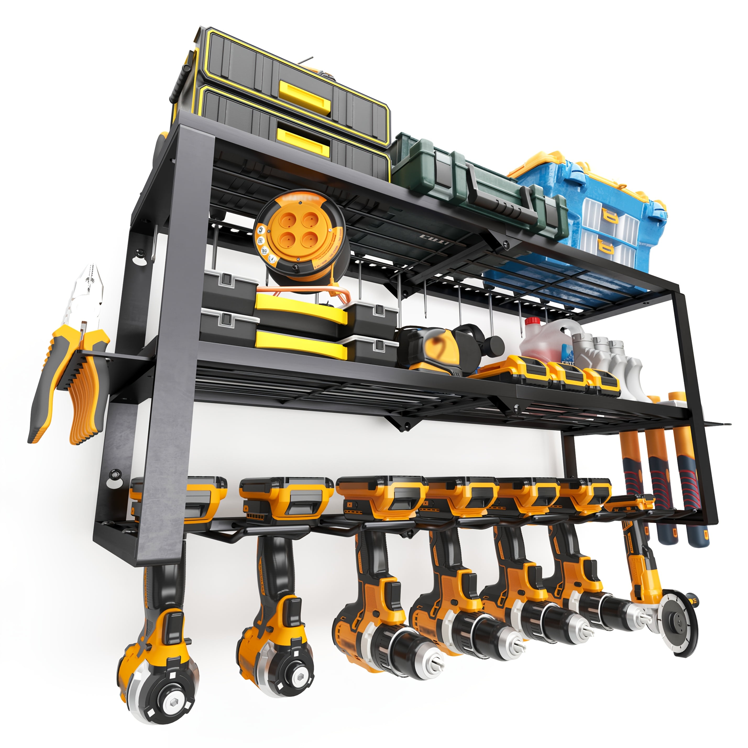 Heavy-Duty Metal Tool Rack, Wall-Mounted Drill & Electric Tool Storage ...
