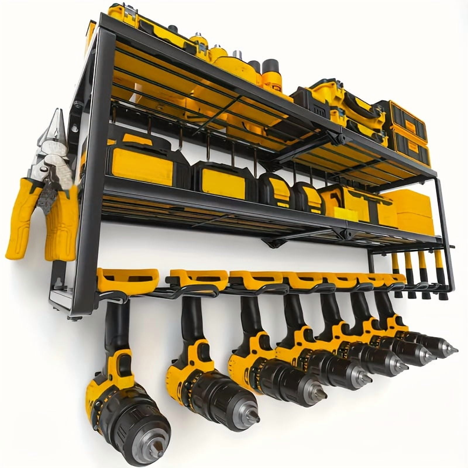 Heavy-Duty Metal Tool Rack, Wall-Mounted Drill & Power Tool Holder ...