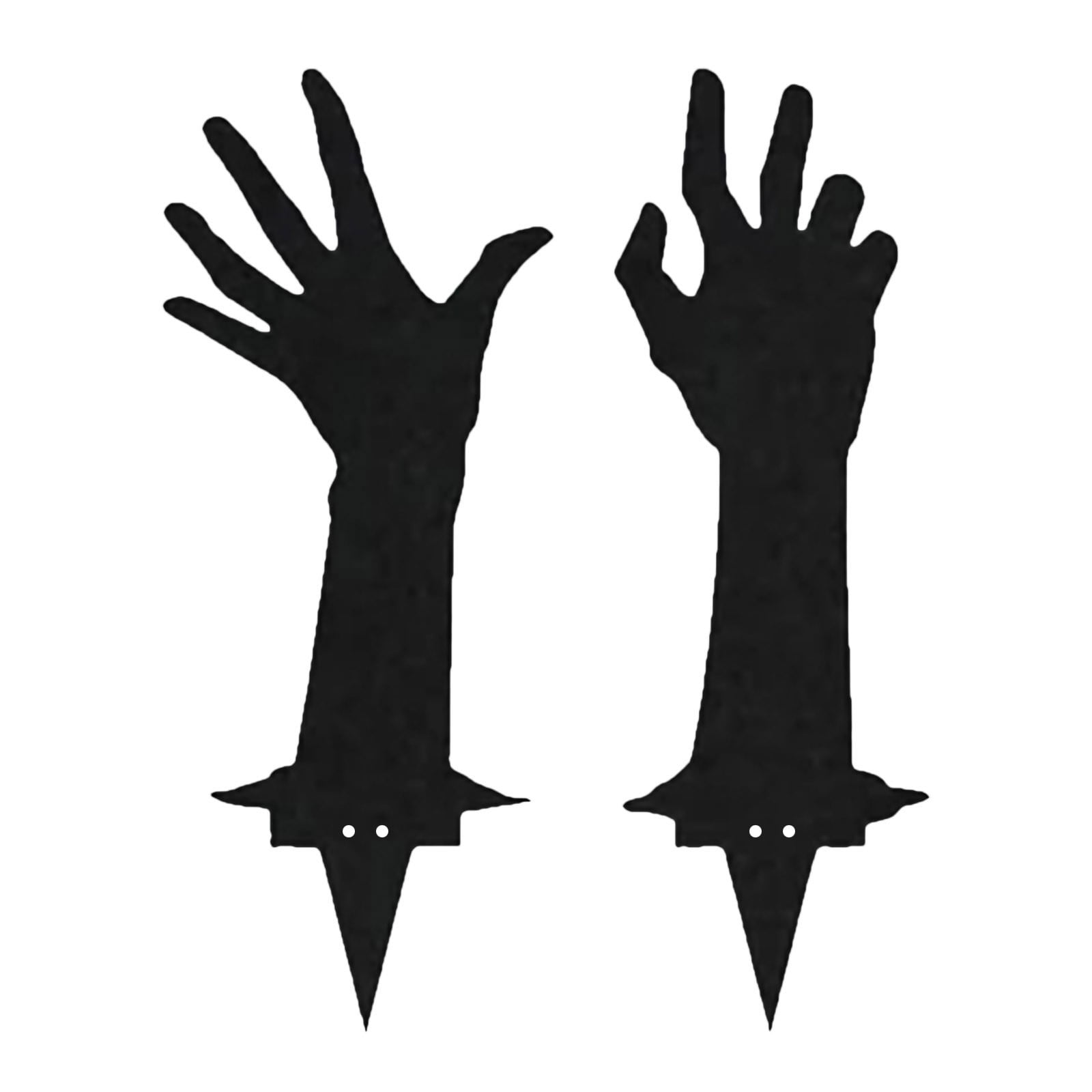 Heavy Duty Metal Zombie Hands Yard Stakes - Spooky Halloween Outdoor ...