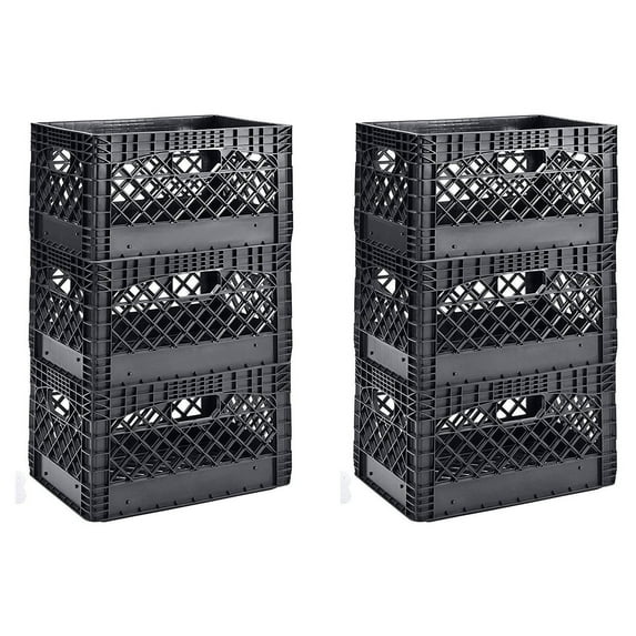 Heavy Duty Milk Crates 24 Quart - 3 Pack - Stackable Storage Bins ...