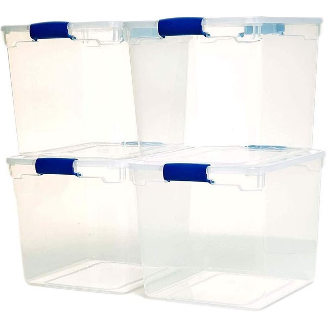 Heavy Duty Modular Stackable Storage Tote Containers with Latching Lids ...