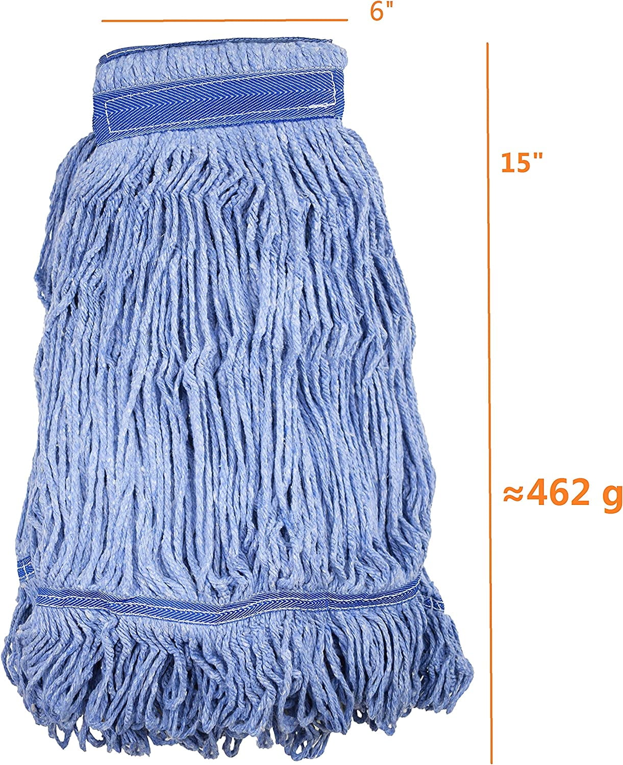 Heavy Duty Mop 6 x 15 Inch Blue String Mop Heads for 3 Types of Mop ...