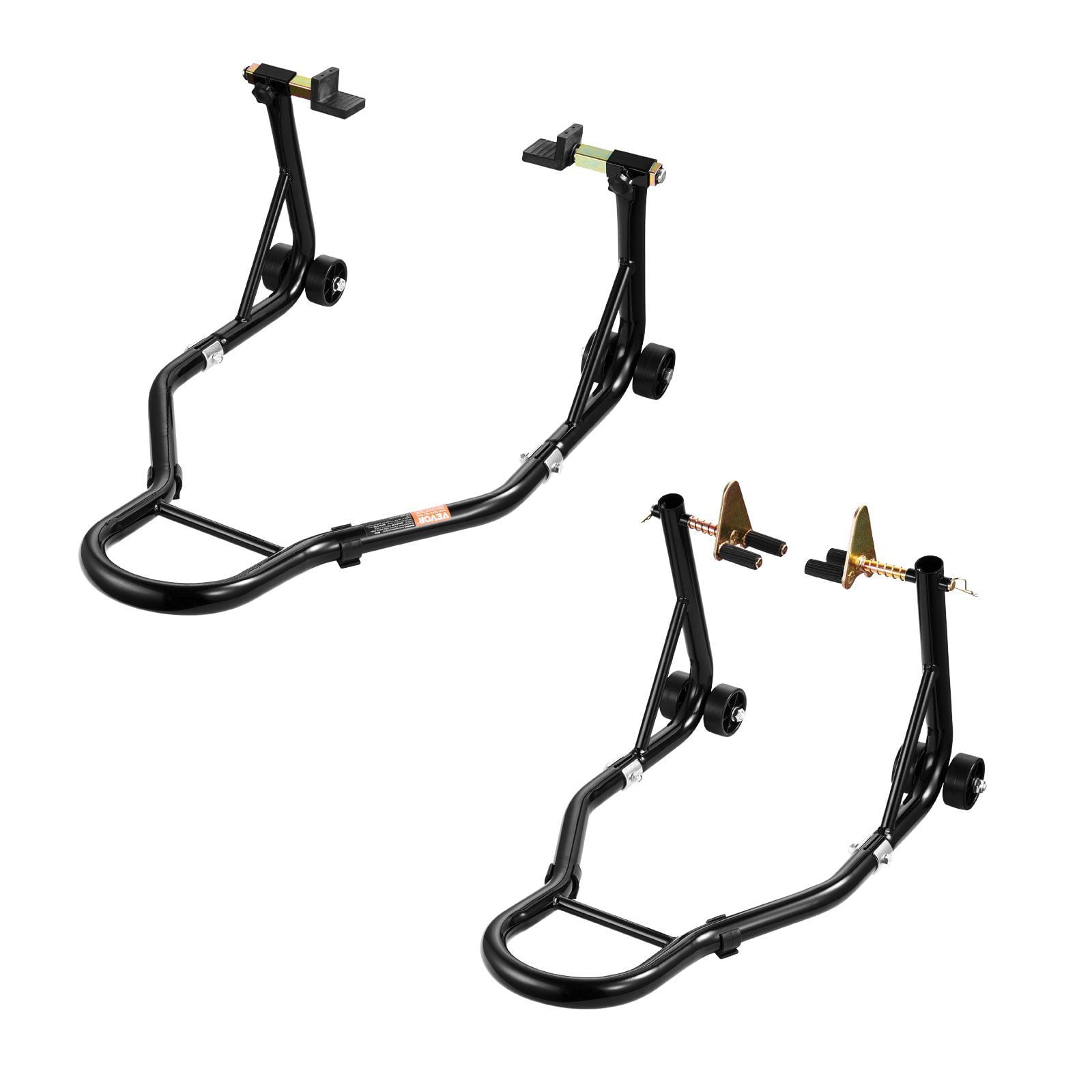 Heavy-Duty Motorcycle Stand Set 1100lbs Capacity Front Wheel Dual-Fork ...