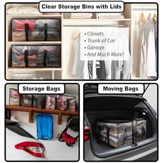 Heavy Duty Moving Bags or Storage Bags – Clear Storage Bins with Lids ...