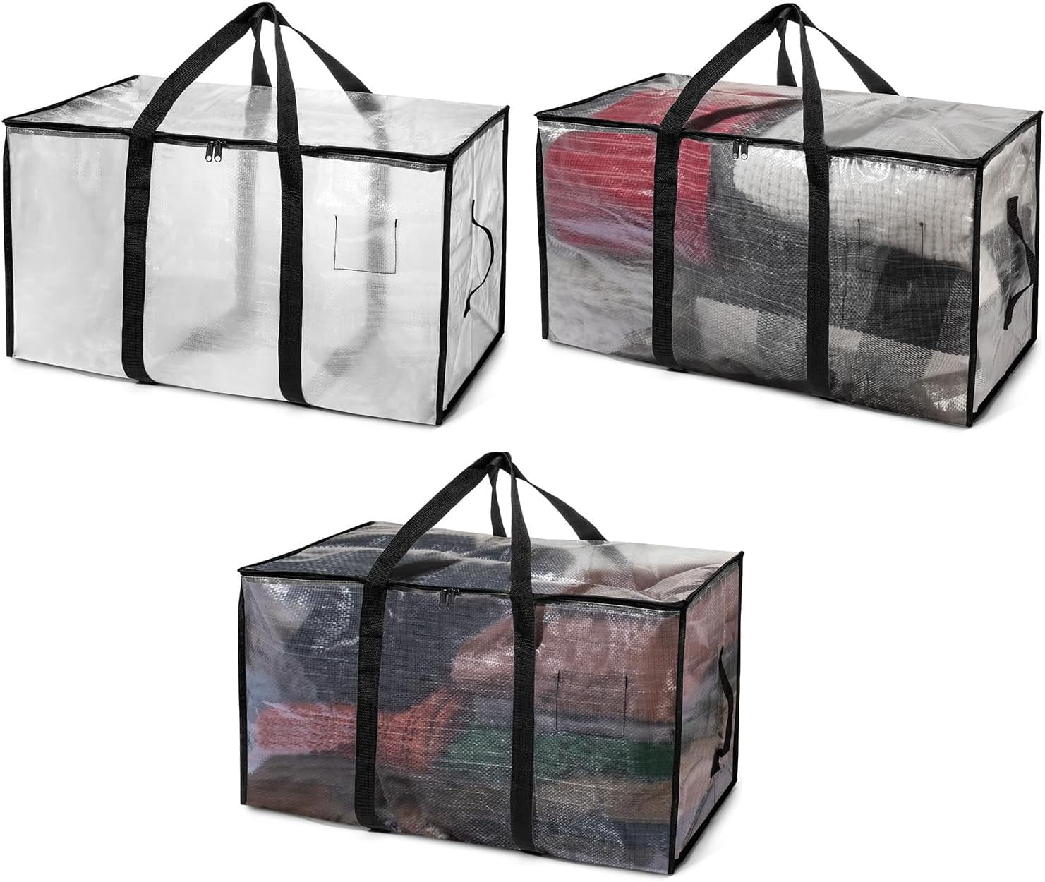 Heavy Duty Moving Bags or Storage Bags, Clear Storage Bins with Lids ...