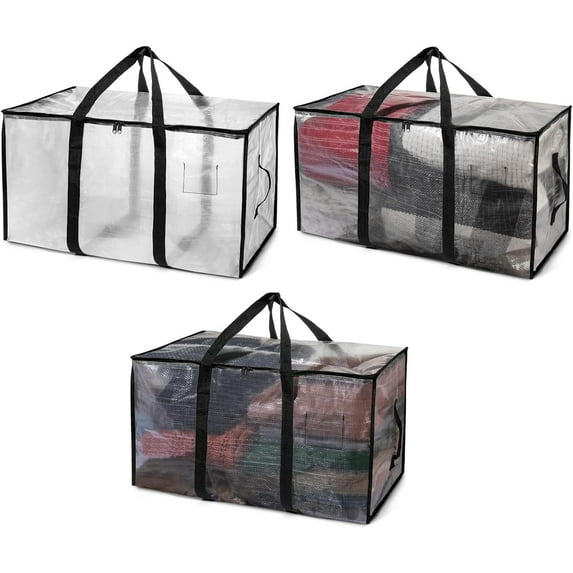 Heavy Duty Moving Bags or Storage Bags, Clear Storage Bins with Lids ...