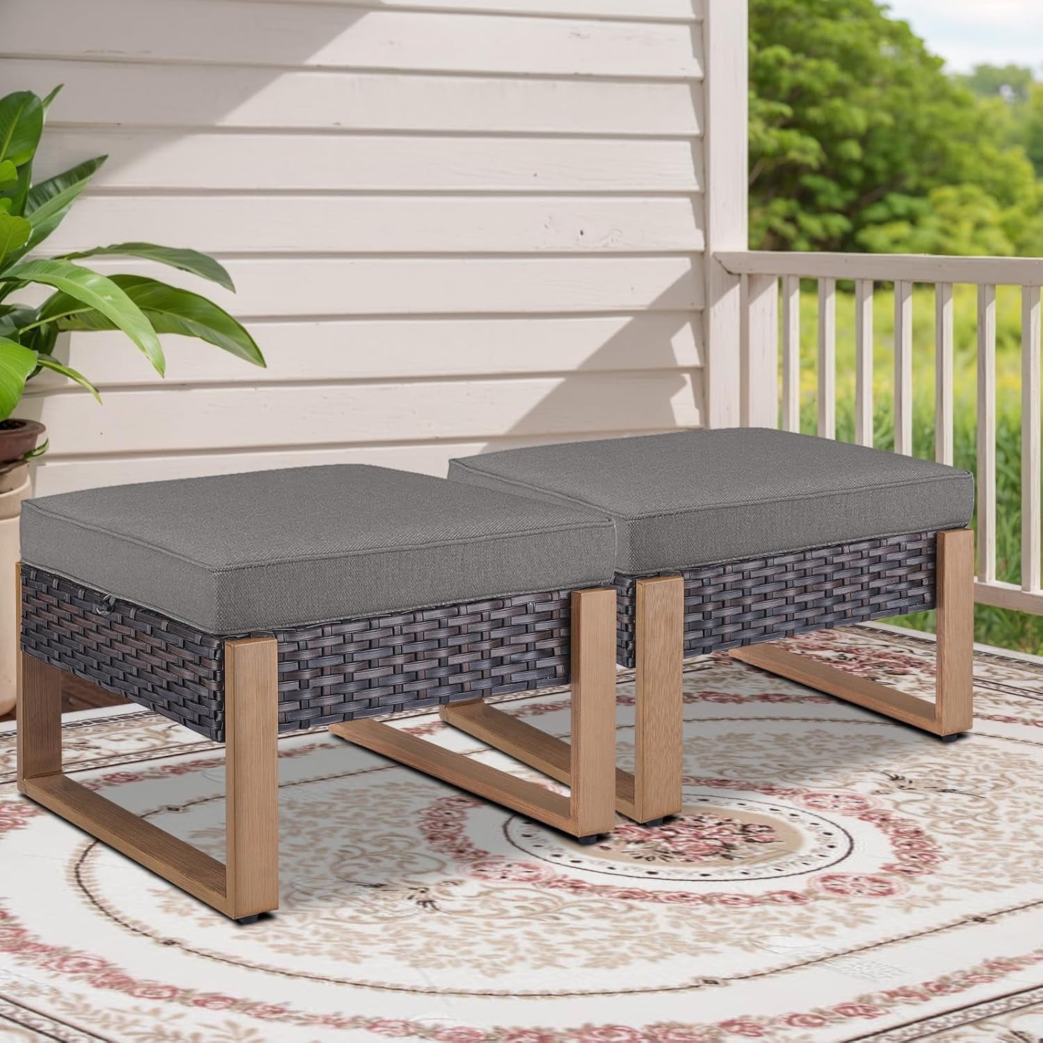 Heavy-Duty Multipurpose Outdoor Foot Stools - 250 LBS Capacity Wicker ...