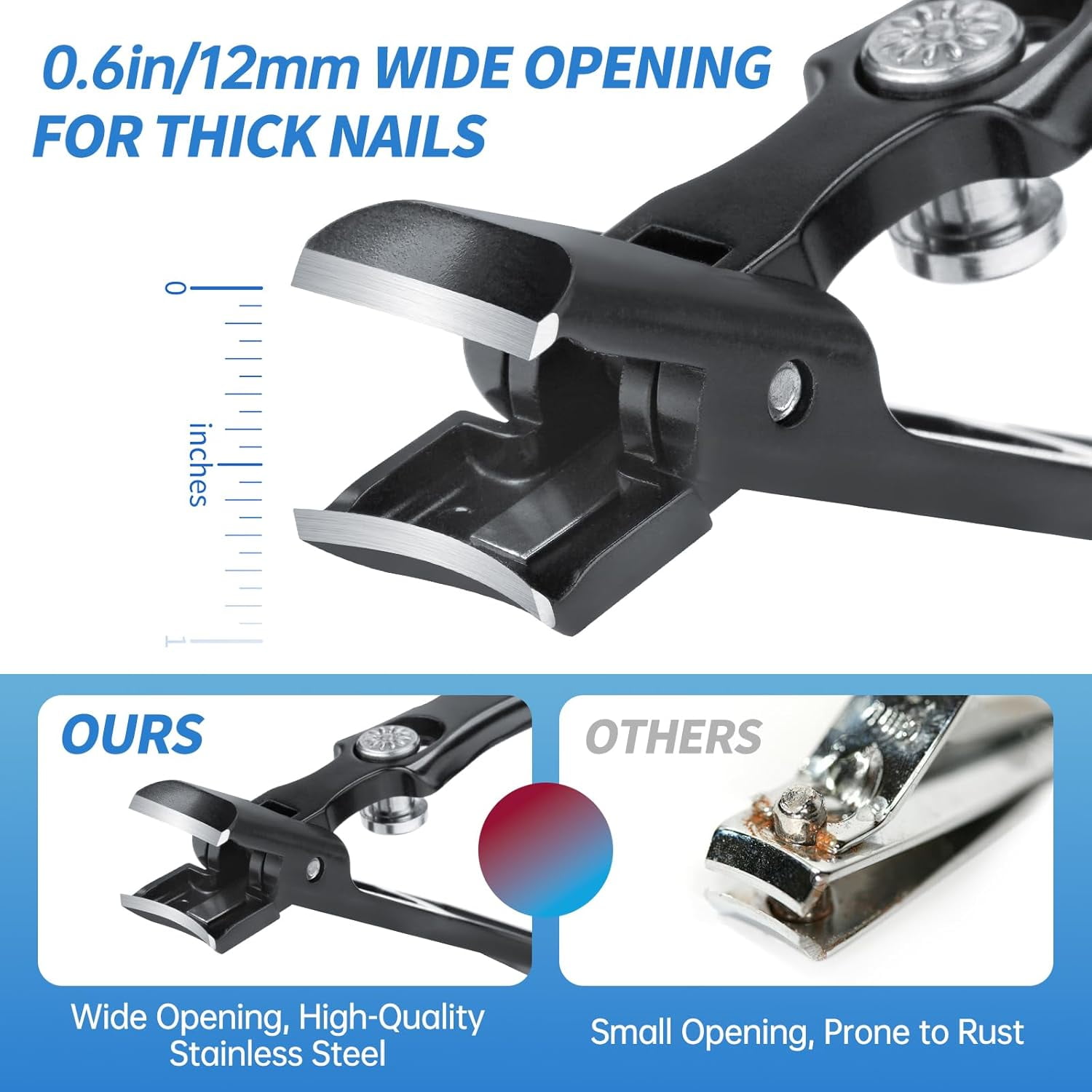 Heavy Duty Nail Clippers for Thick Hard Nails Set of 2, Wide Opening ...