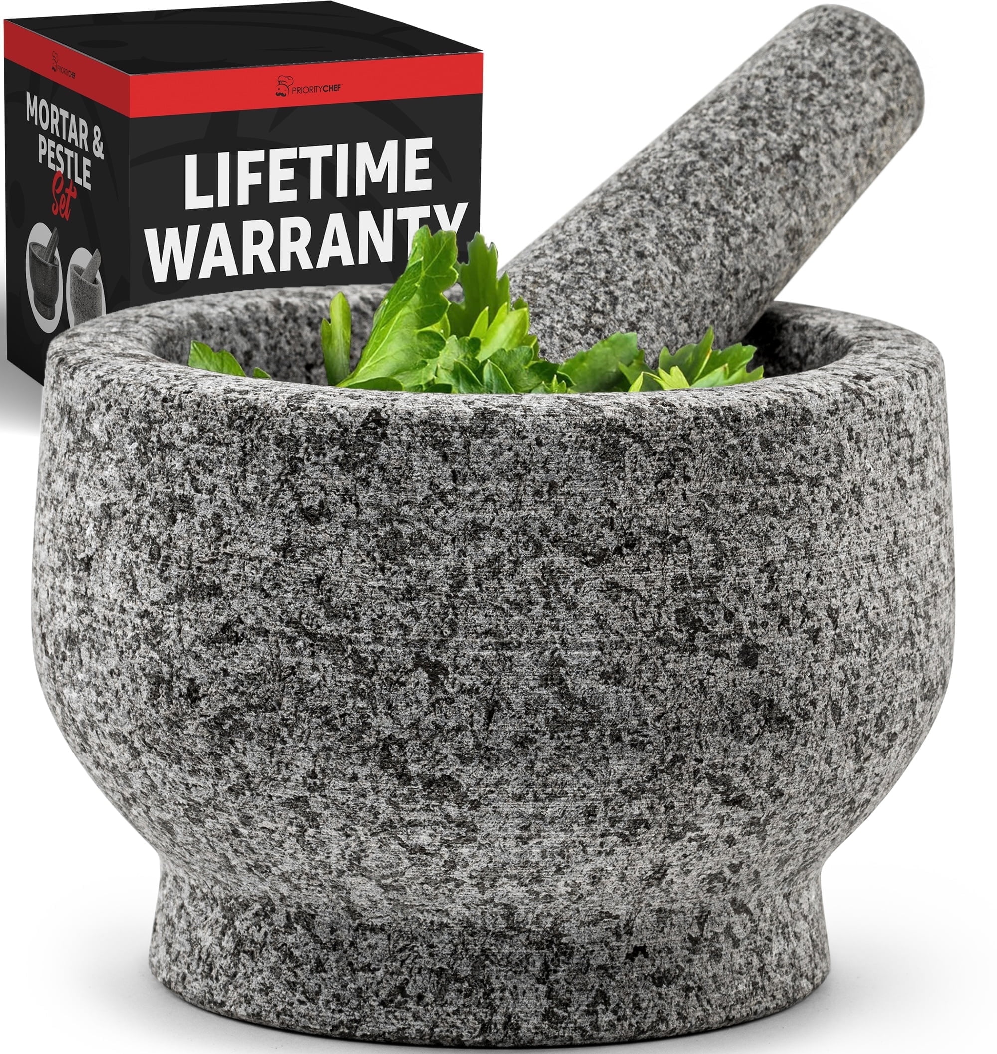 Heavy Duty Natural Granite Small Mortar and Pestle Set, Hand Carved, 2 ...