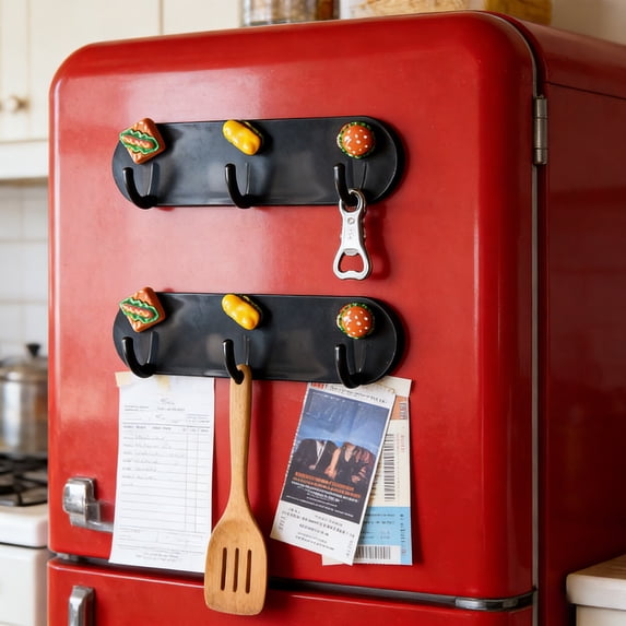 Heavy-Duty No-Drill Magnetic Refrigerator Hooks - Adhesive Suction ...