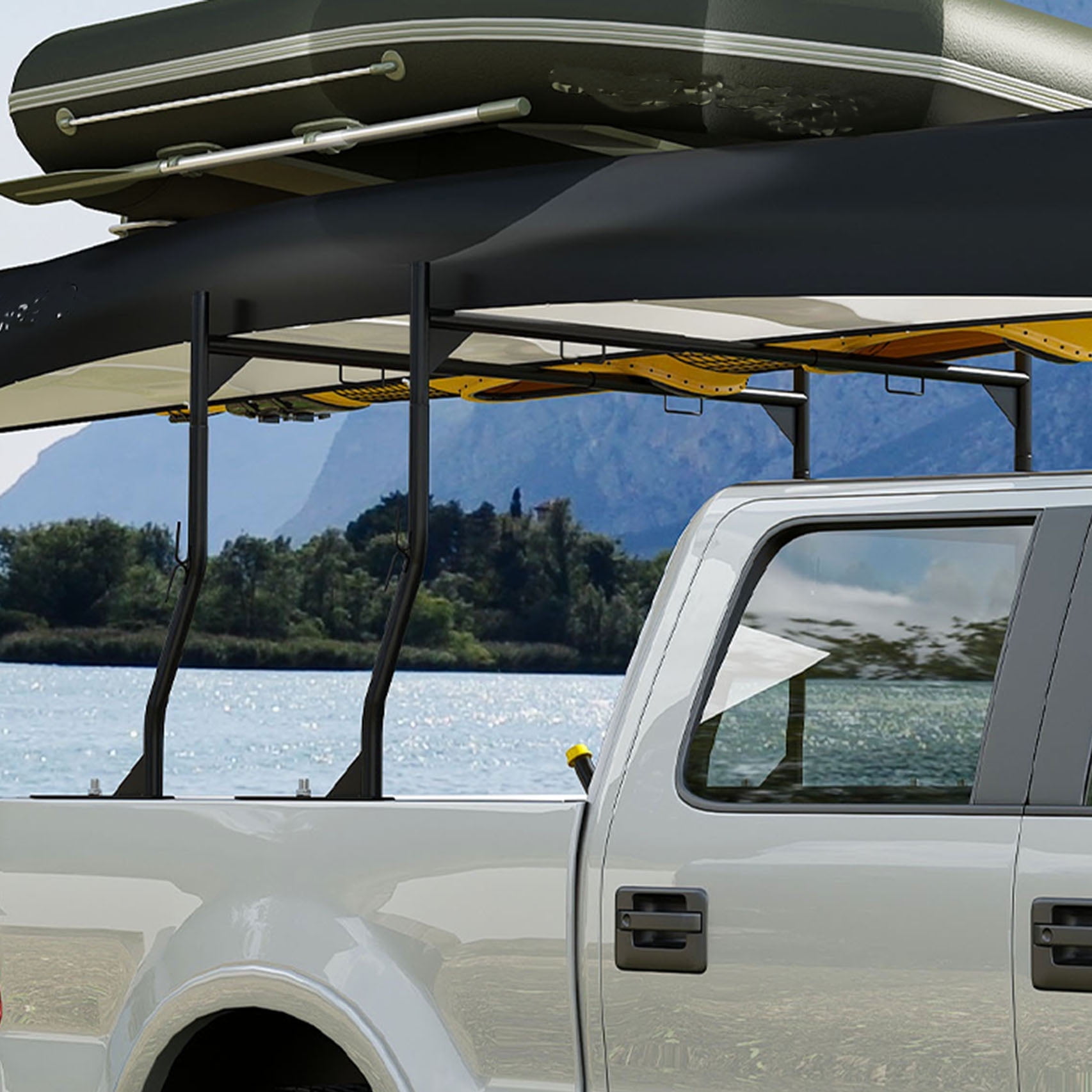 Heavy-Duty No-Drill Truck Bed Ladder Rack, 900LB Capacity, Adjustable ...