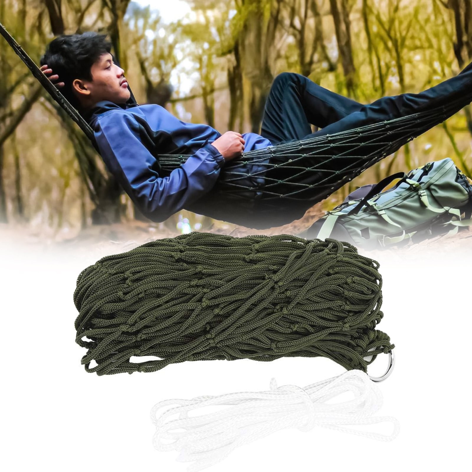 Heavy Duty Nylon Rope Hammocks for Outside Camping - 220lbs Capacity ...