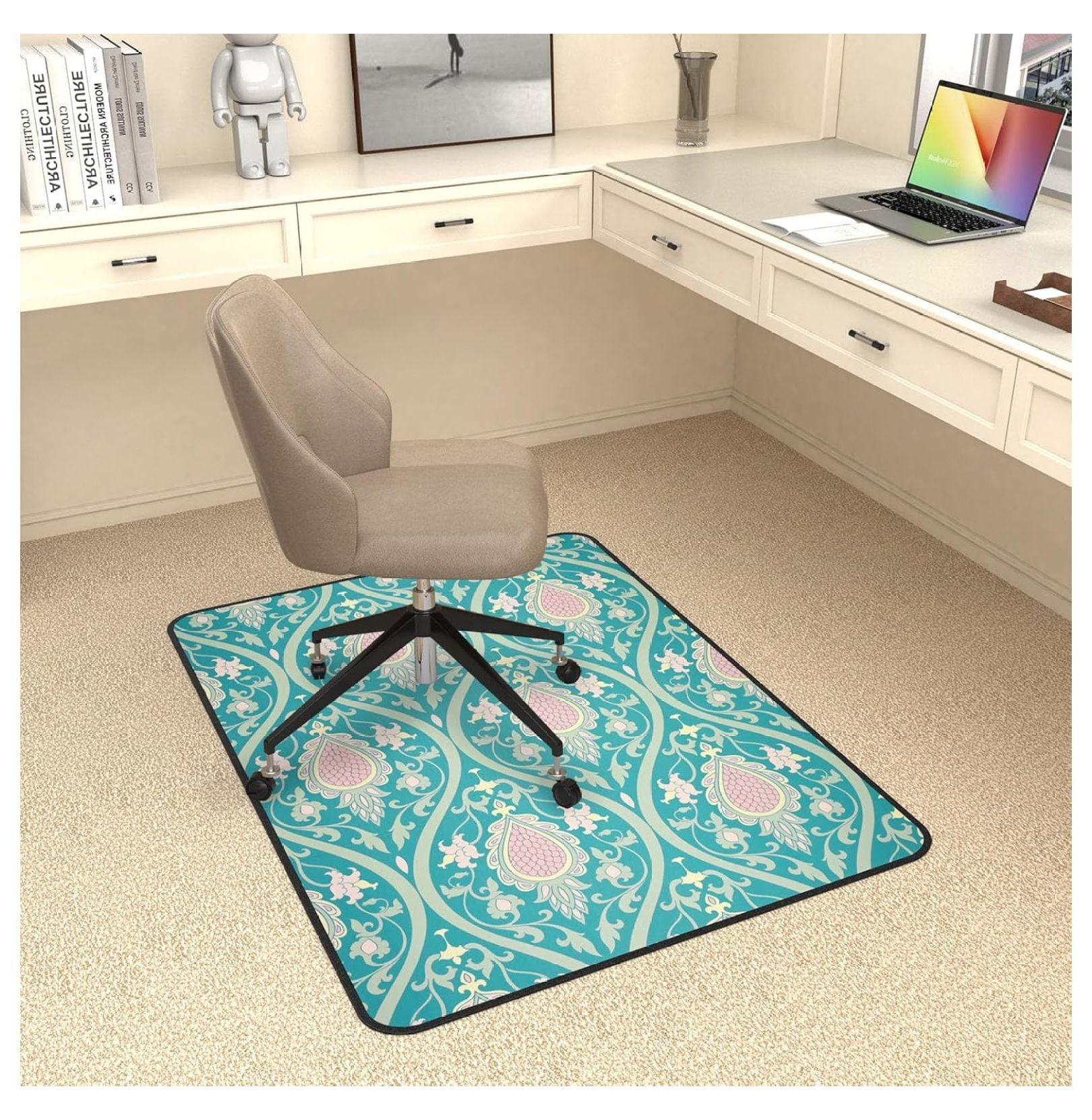 Heavy Duty Office Chair Mat for Carpet and Hardwood Floor Bohemian Desk ...