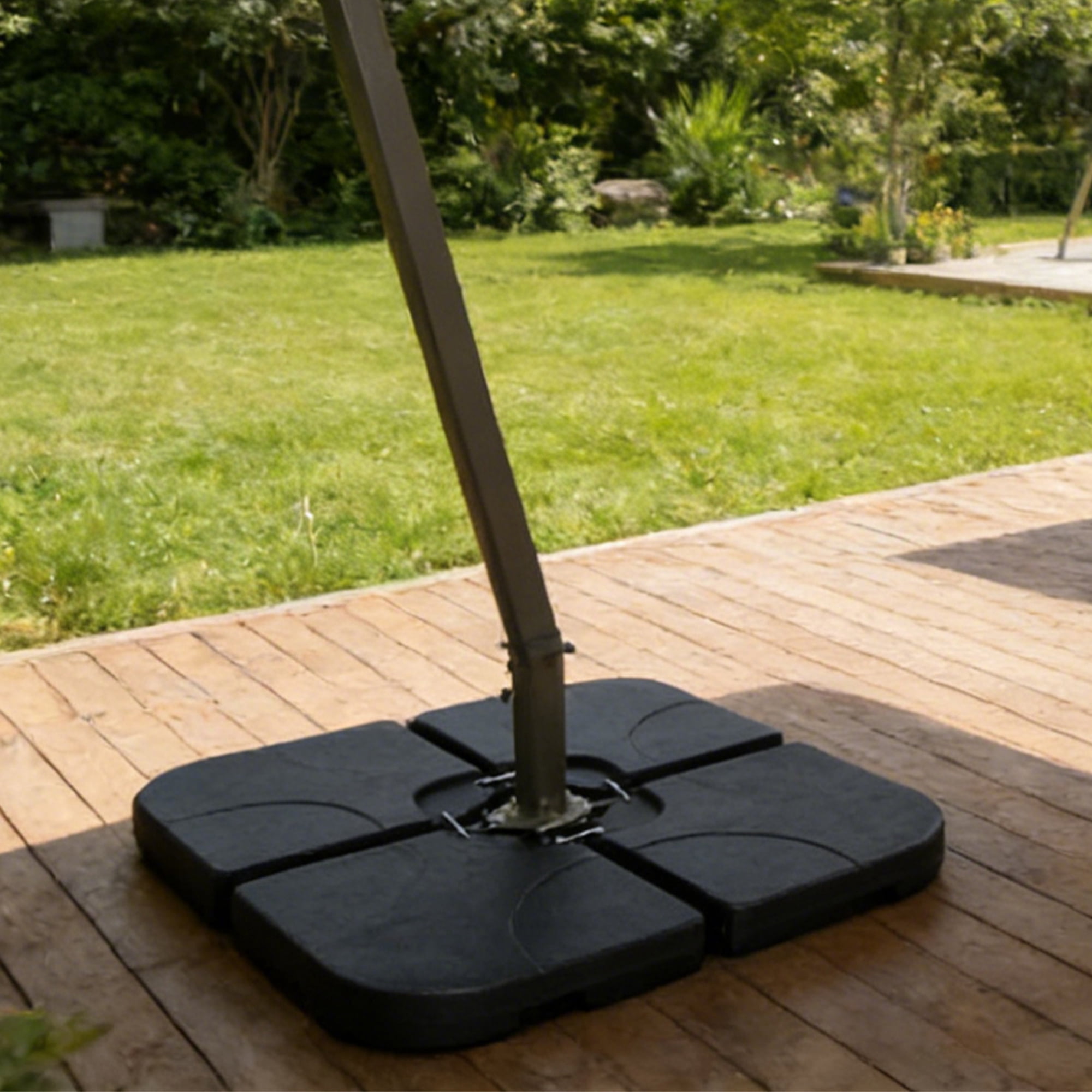 Heavy-Duty Offset Patio Umbrella Stand, Refillable Base with Water or ...