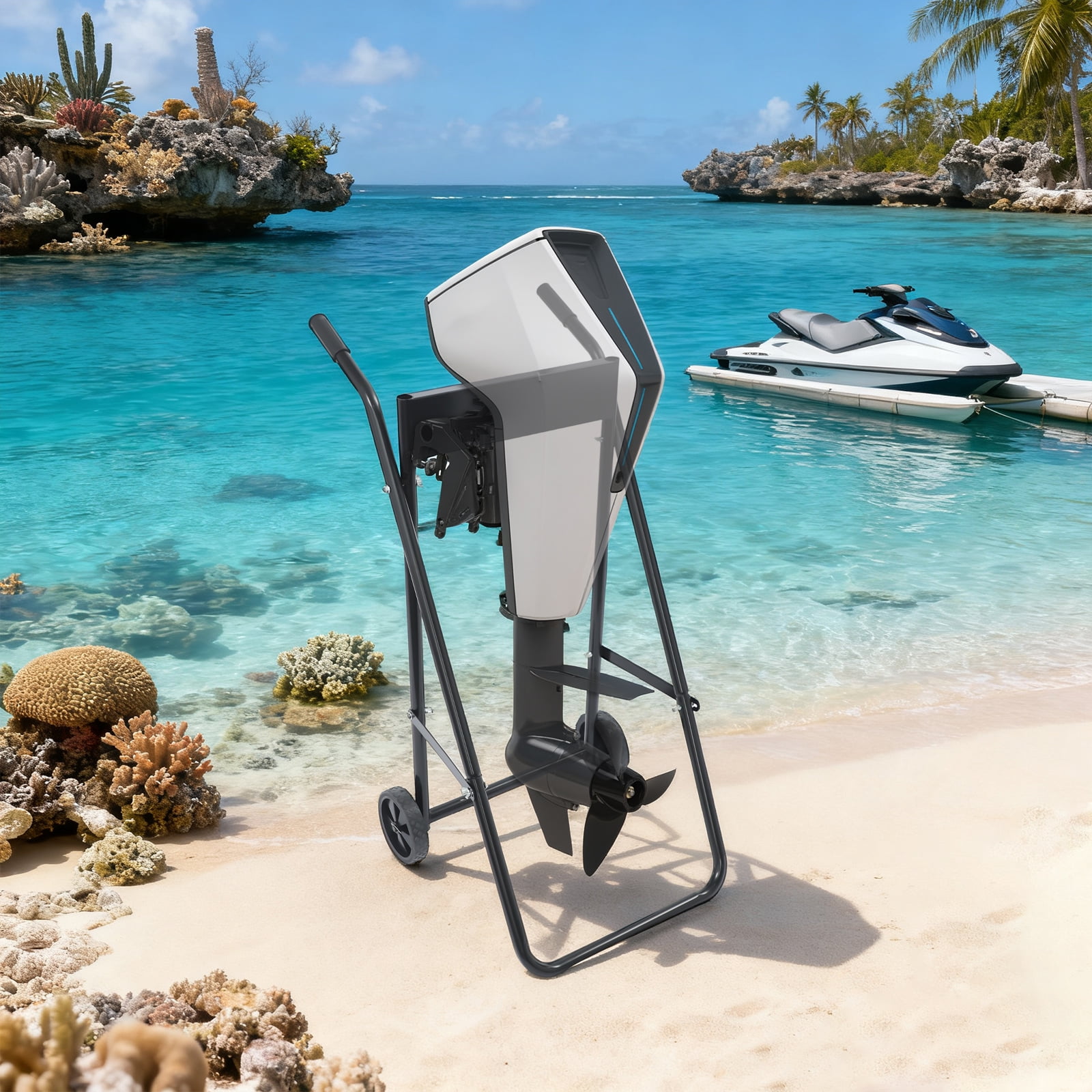 Heavy Duty Outboard Motor Stand Carrier Cart Dolly for Boat Engines ...