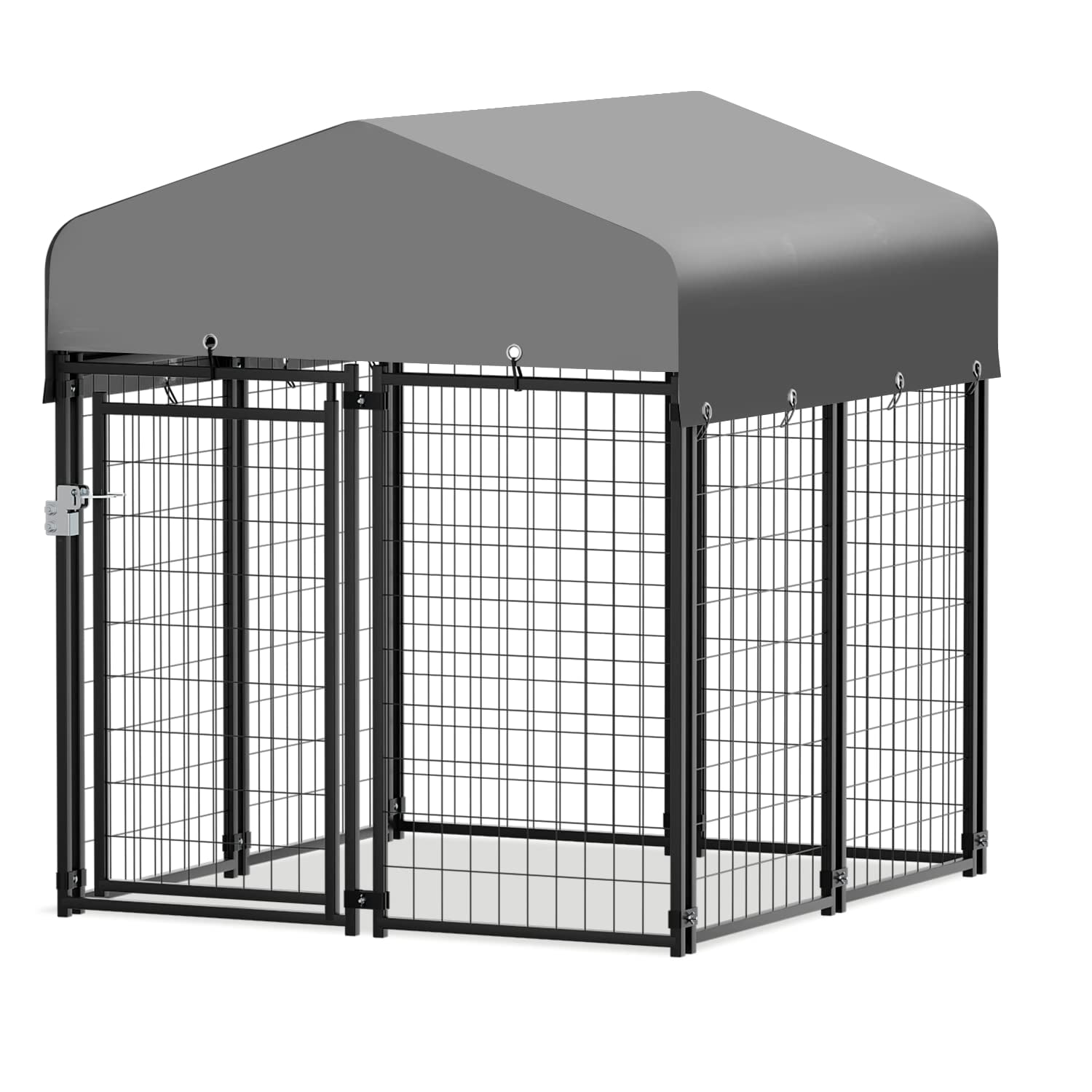 Heavy Duty Outdoor Dog Kennel with Lockable Door, Galvanized Metal ...