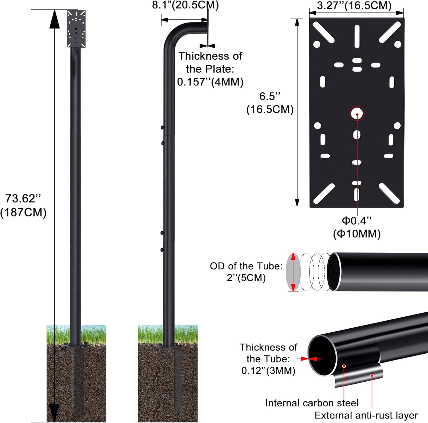 Heavy-Duty Outdoor Keypad and Mailbox Mounting Post Bracket – Universal ...