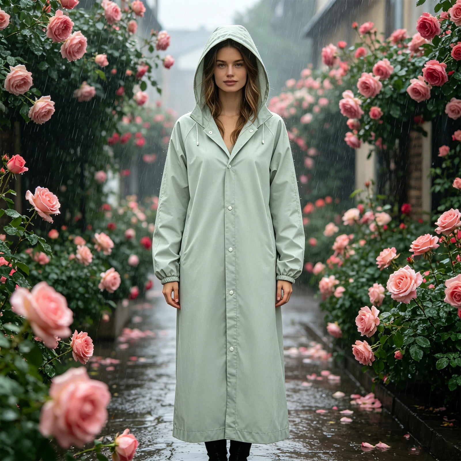 Heavy Duty Outdoor Raincoat, Green Waterproof Rain Jacket, Windproof ...
