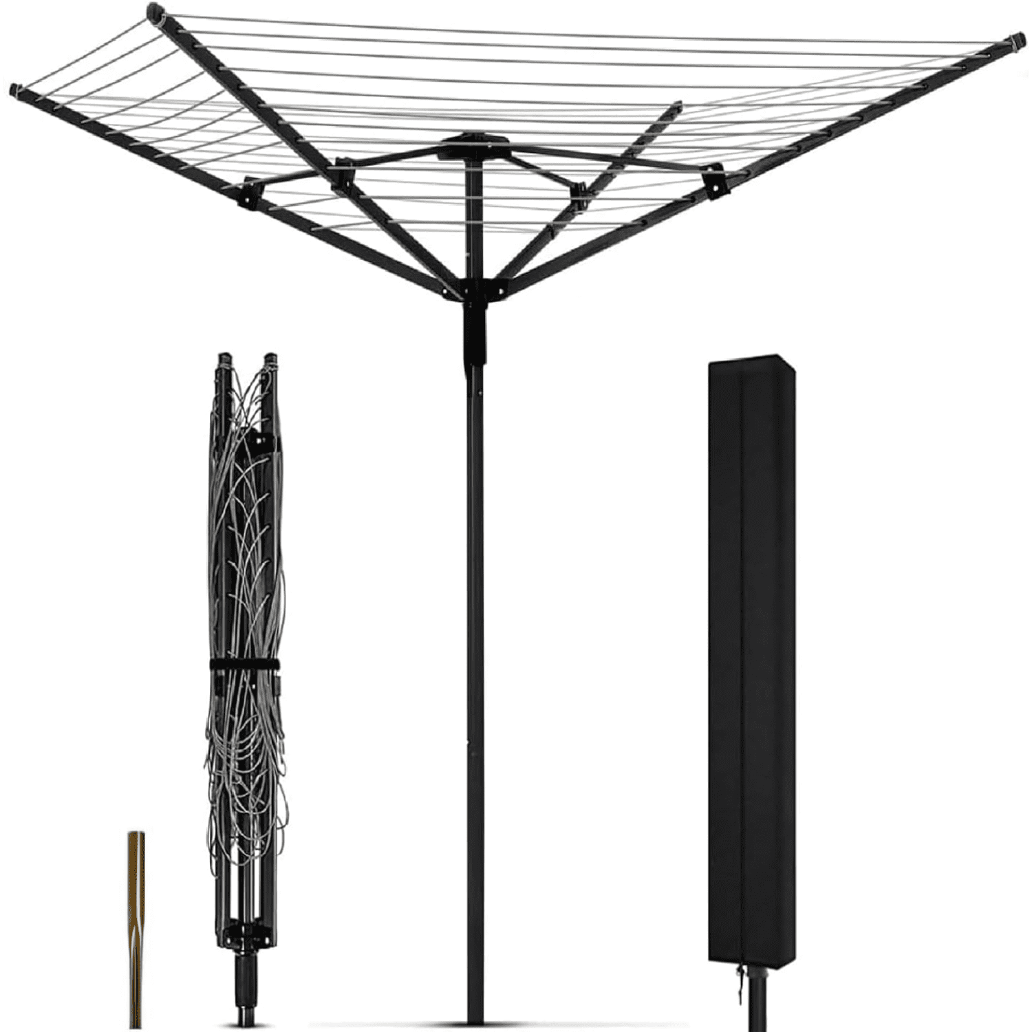 Heavy Duty Outdoor Umbrella Drying 12 Lines with 165 Feet Drying Space ...