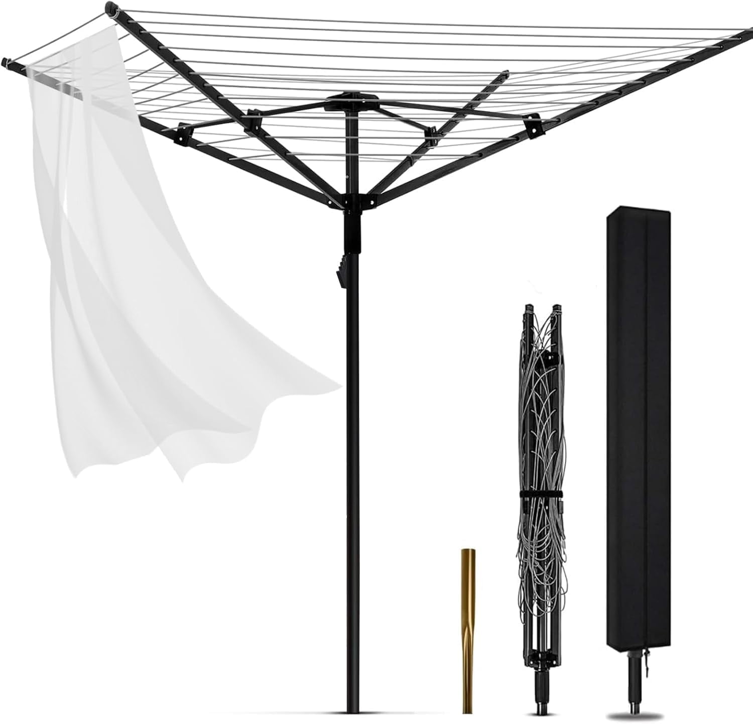Heavy Duty Outdoor Umbrella Drying Rack, 12 Lines with 165 Feet Drying ...