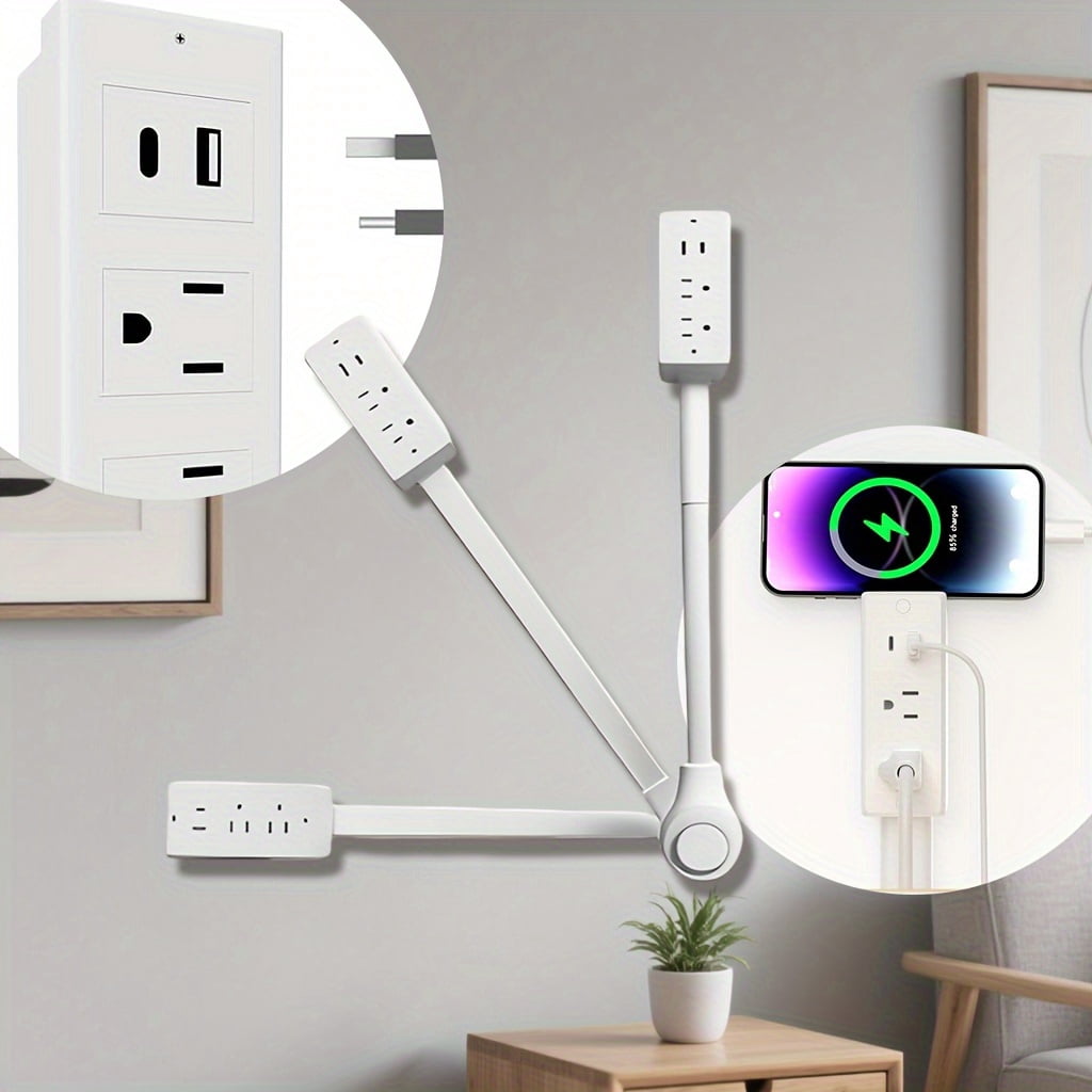 Heavy-Duty Outlet Extender with USB-A/C Ports - 27.5in Pole, Rotating ...