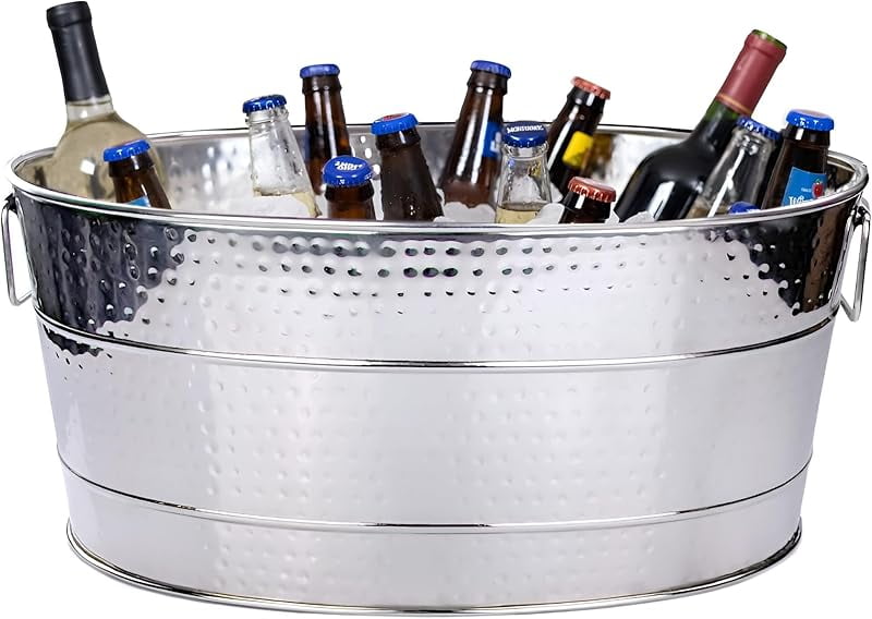 Heavy-Duty Oval Stainless Steel Drink Cooler for Parties - Metal Large ...