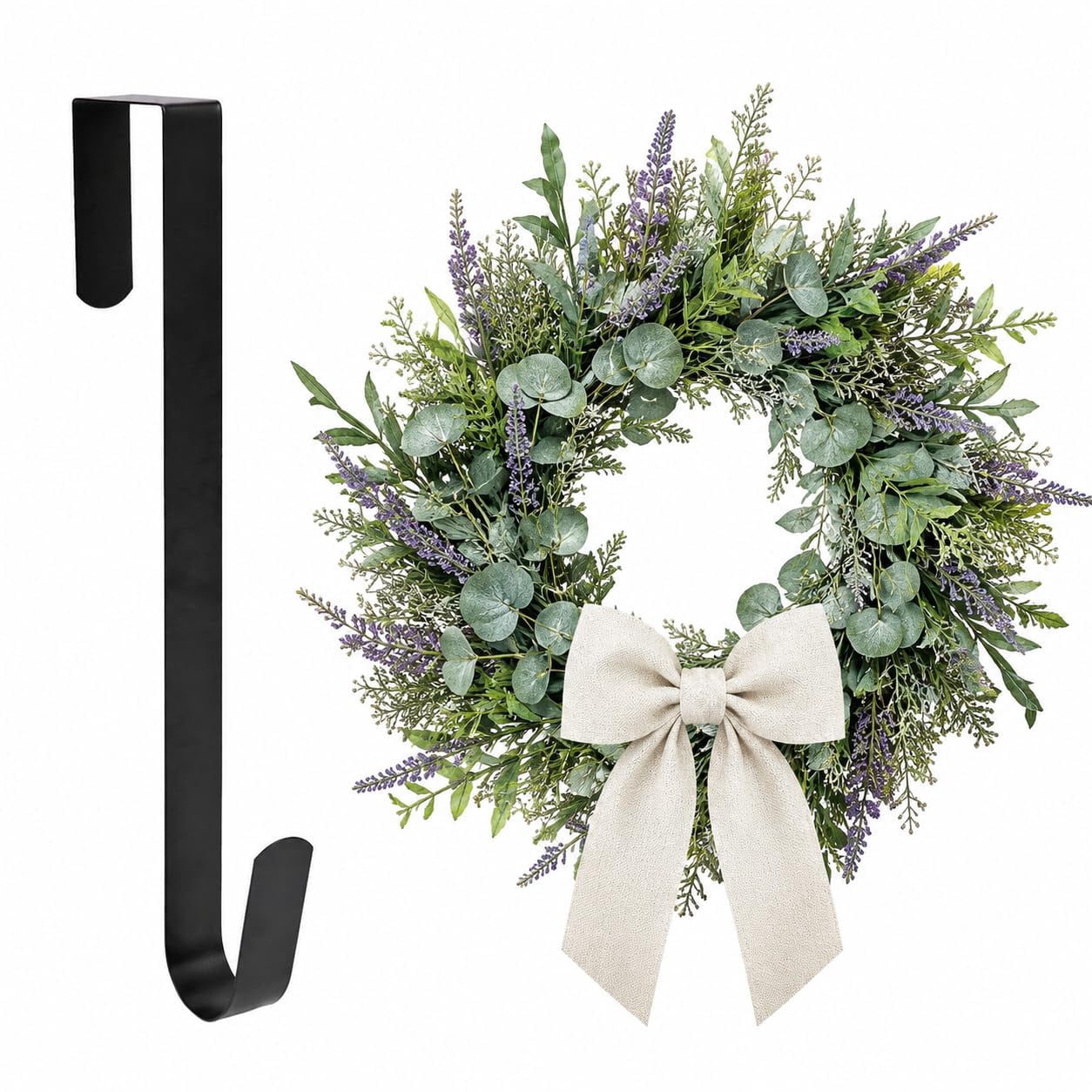 Heavy Duty Over Door Wreath Hanger, 15 Inch Wreath Hook for Front Door ...