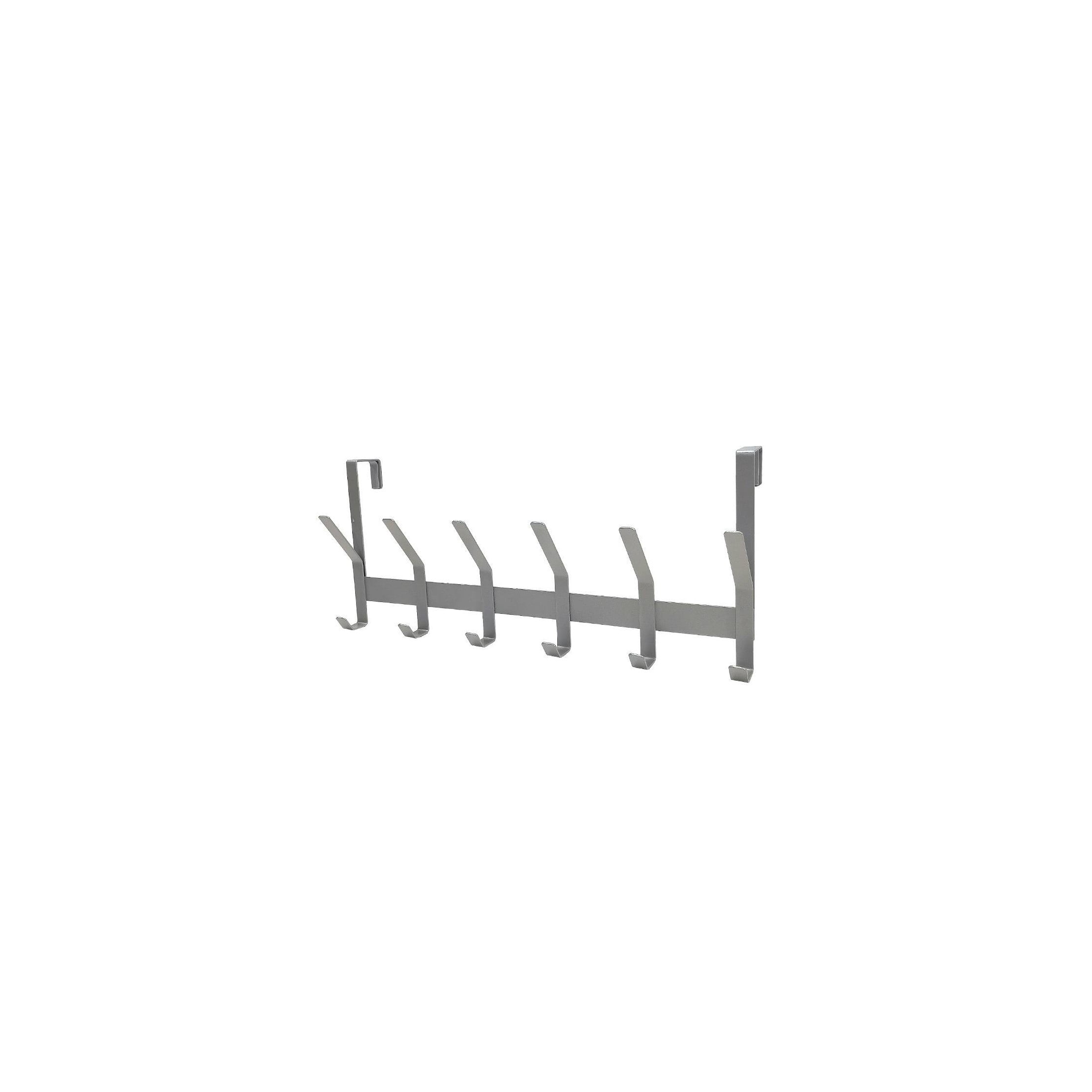 Heavy Duty Over The Door 6 Hooks Rail Matte Gray: Steel Door Hanger ...