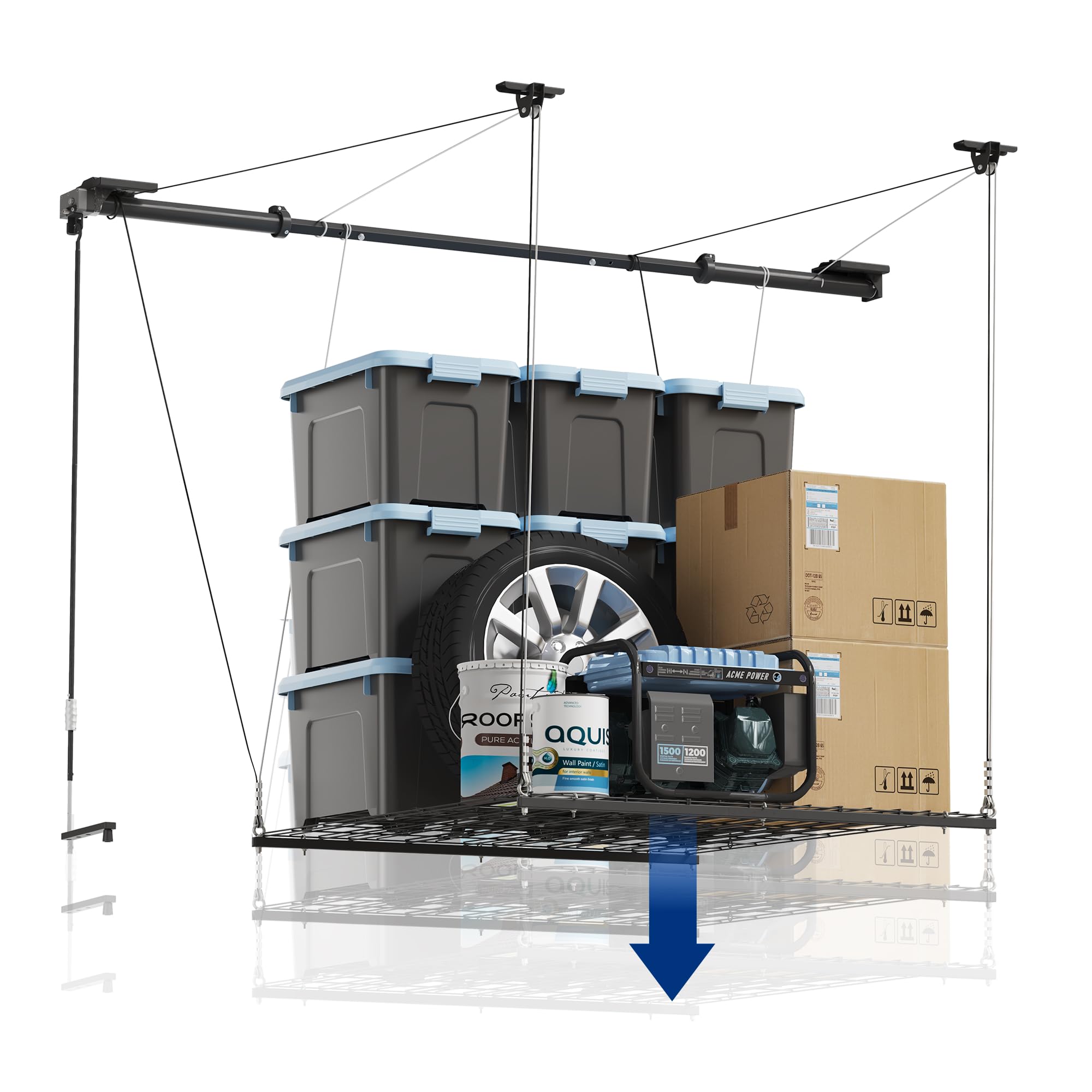 Heavy Duty Overhead Garage Storage Rack 4x4 Ft, Adjustable Ceiling ...