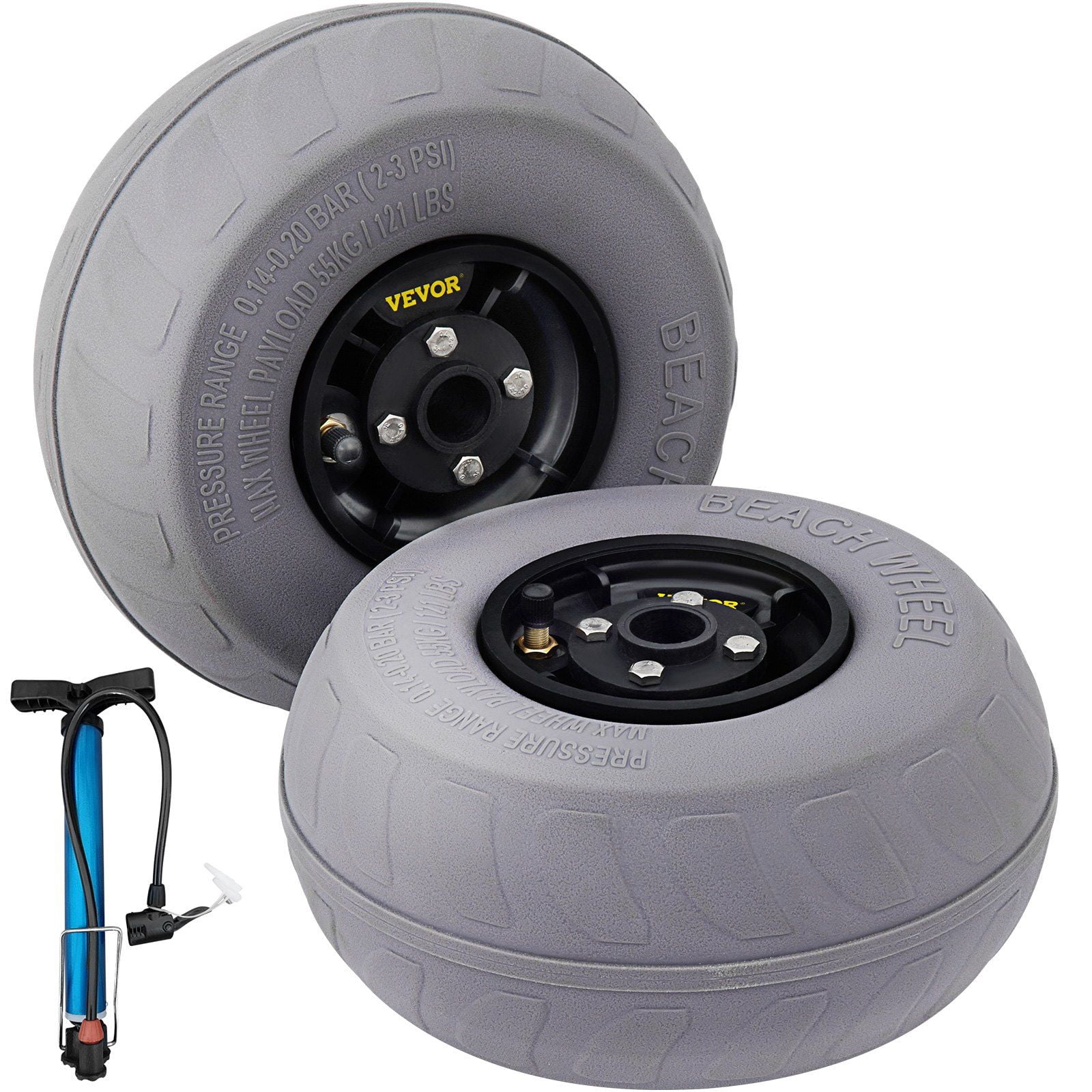 Heavy-Duty PVC Balloon Tires (9 Inch), 2-Pack Replacement Wheels for ...