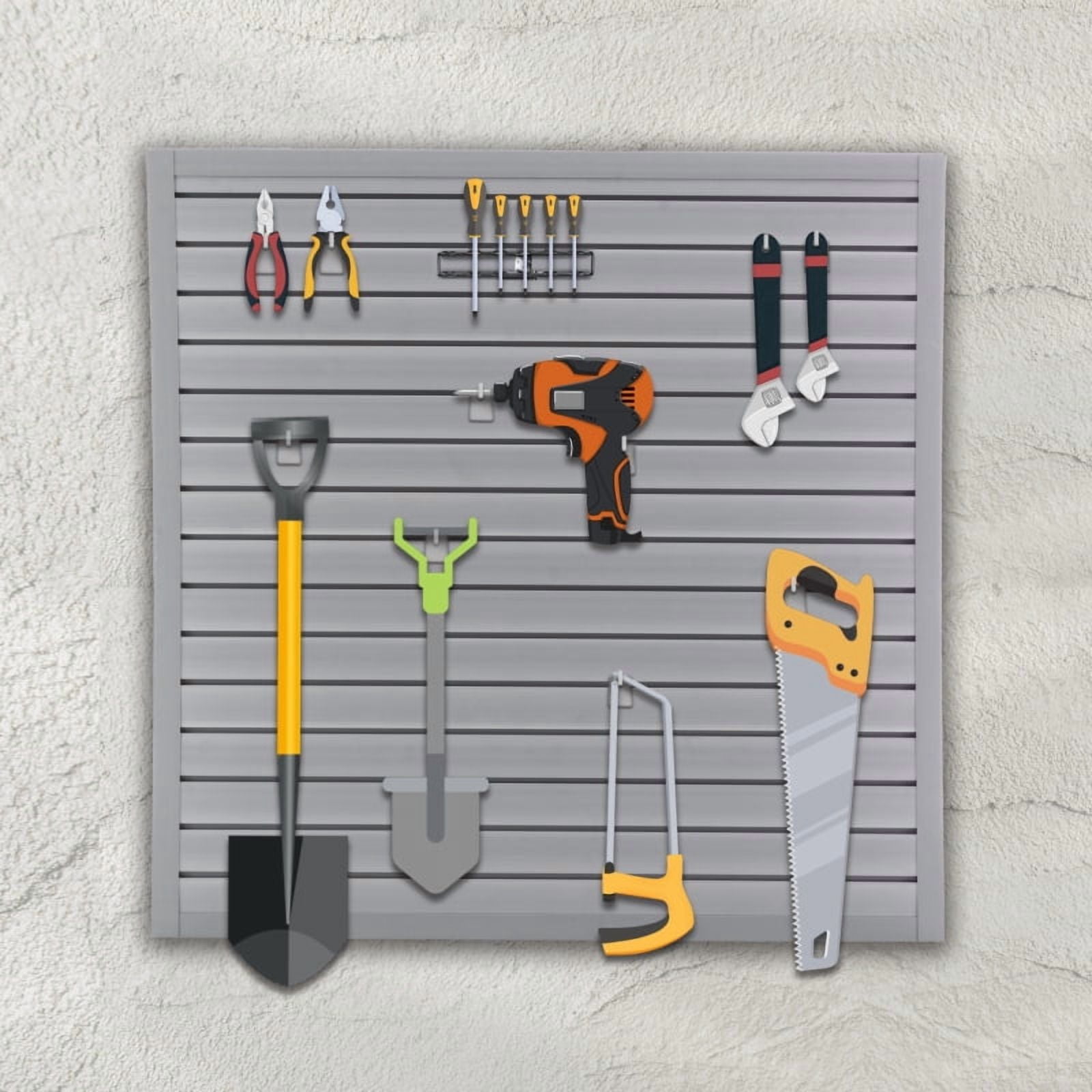 Heavy Duty PVC Slatwall Garage Organizer, 8ft x 4ft Section with 10 ...