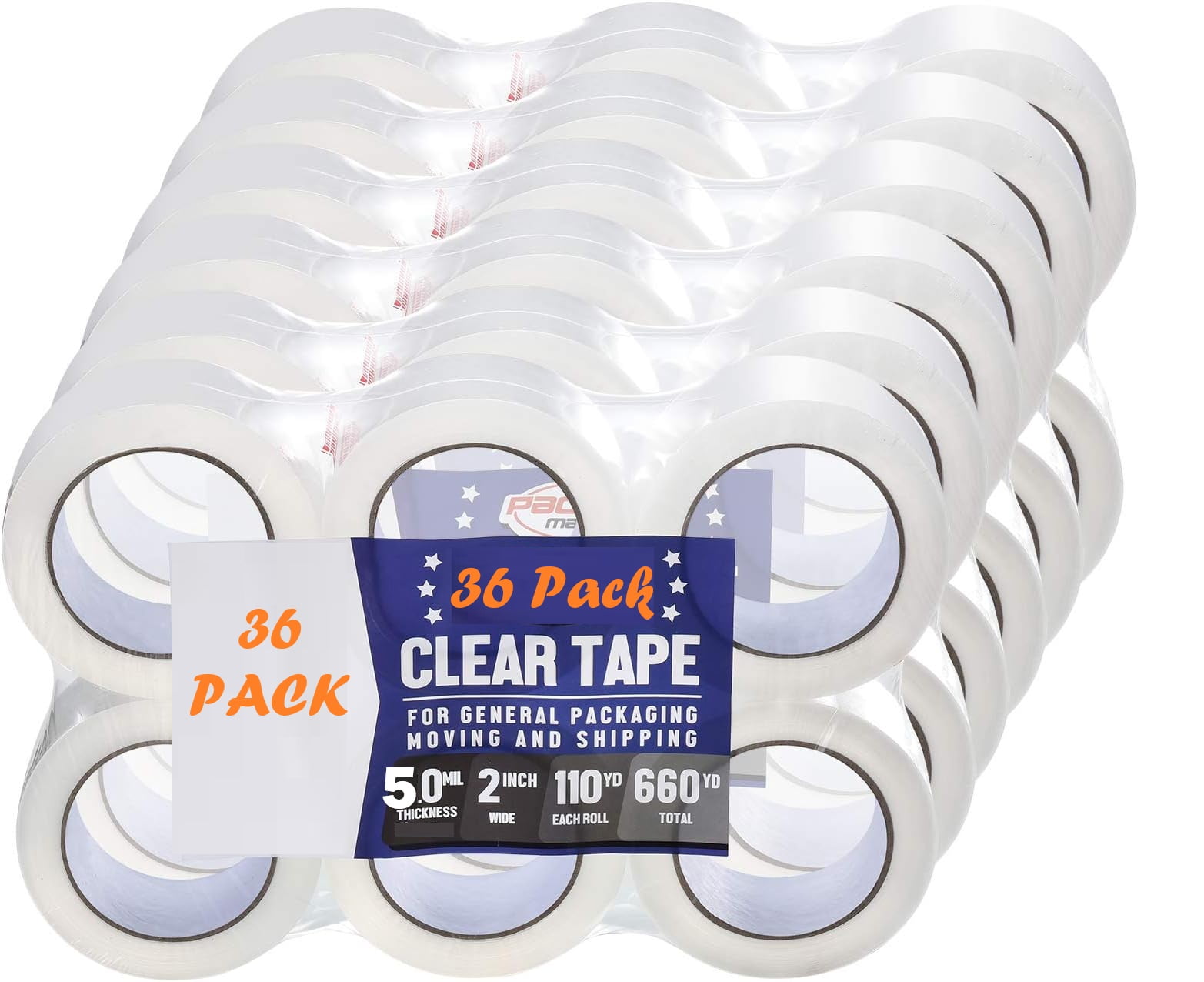 Heavy Duty Packing Tape Rolls, Clear, 5 MIL, 2 inch x 110 Yards, Ultra ...
