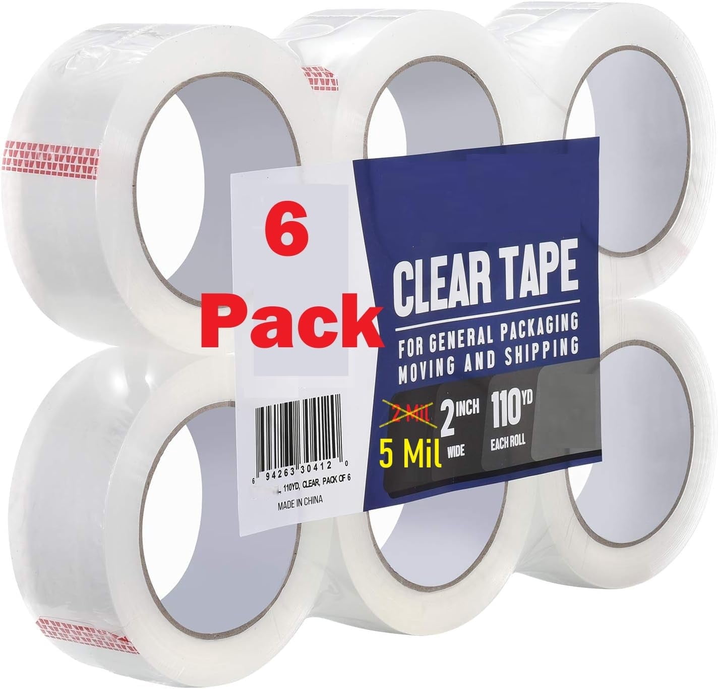 Heavy Duty Packing Tape Rolls, Clear, 5 MIL, 2 inch x 110 Yards, Ultra ...