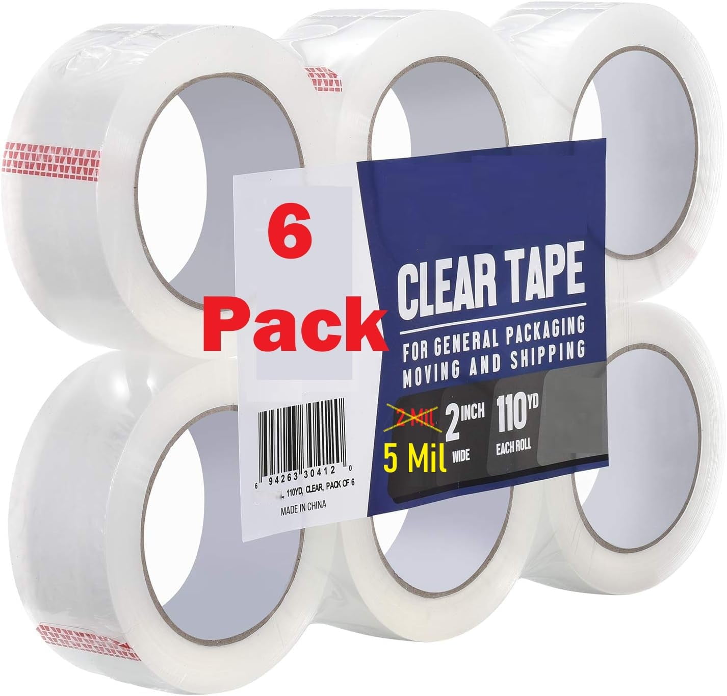 Heavy Duty Packing Tape Rolls, Clear, 5 MIL, 2 inch x 110 Yards, Ultra ...