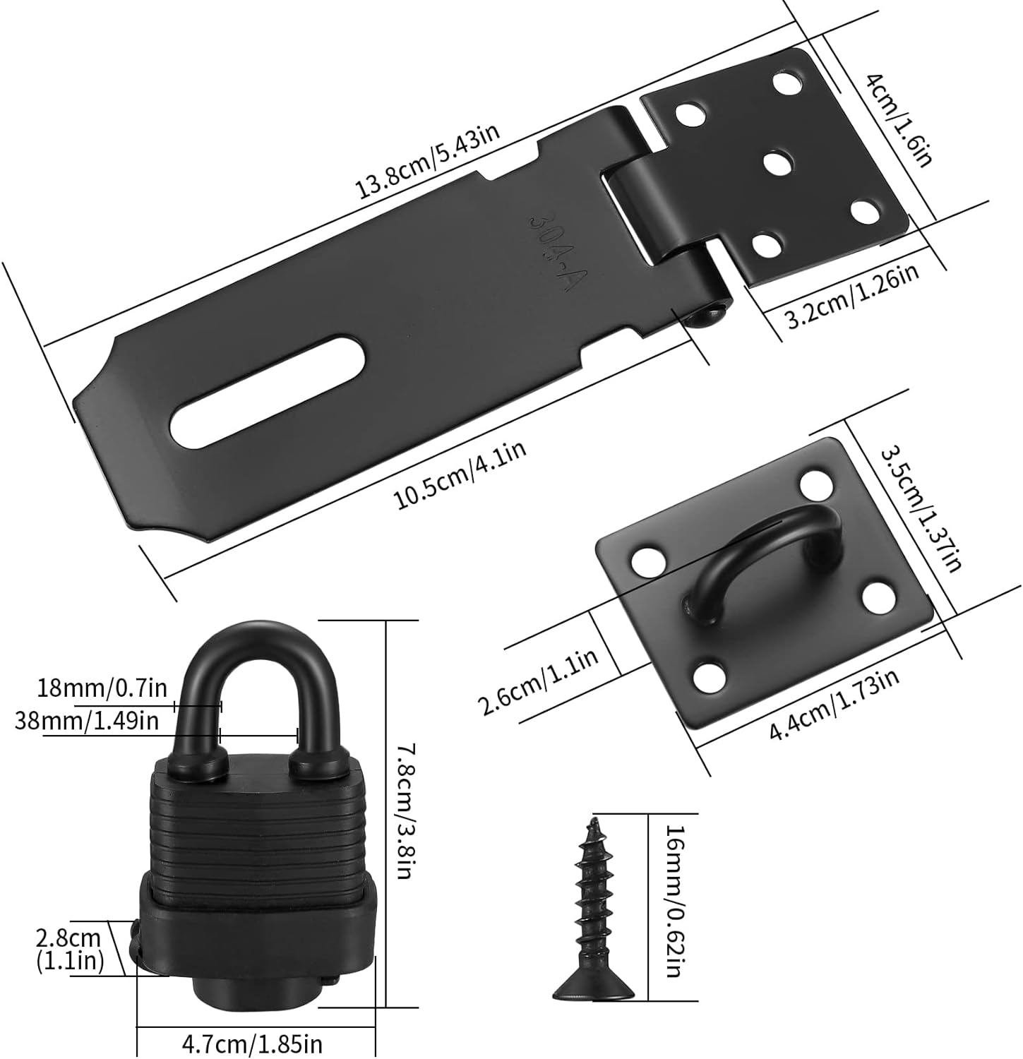 Heavy Duty Padlock Hasp Kit - Shed Door Latch Hasp with Padlock and ...