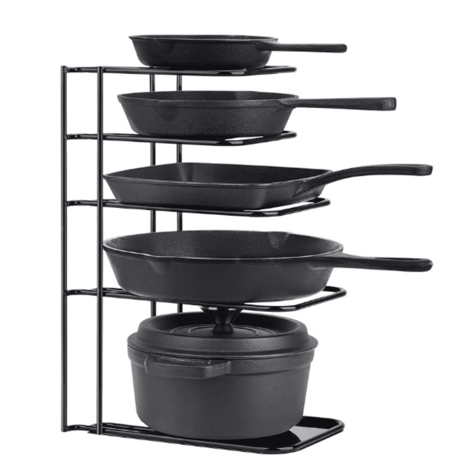 Heavy Duty Pan Organizer, 5 Tier Pot and Pan Organizer Rack for Cast ...
