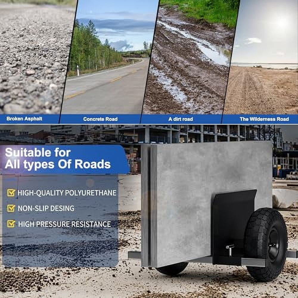 Heavy Duty Panel Dolly Slab Door Dollys with 2 10in Solid Rubber Tires ...