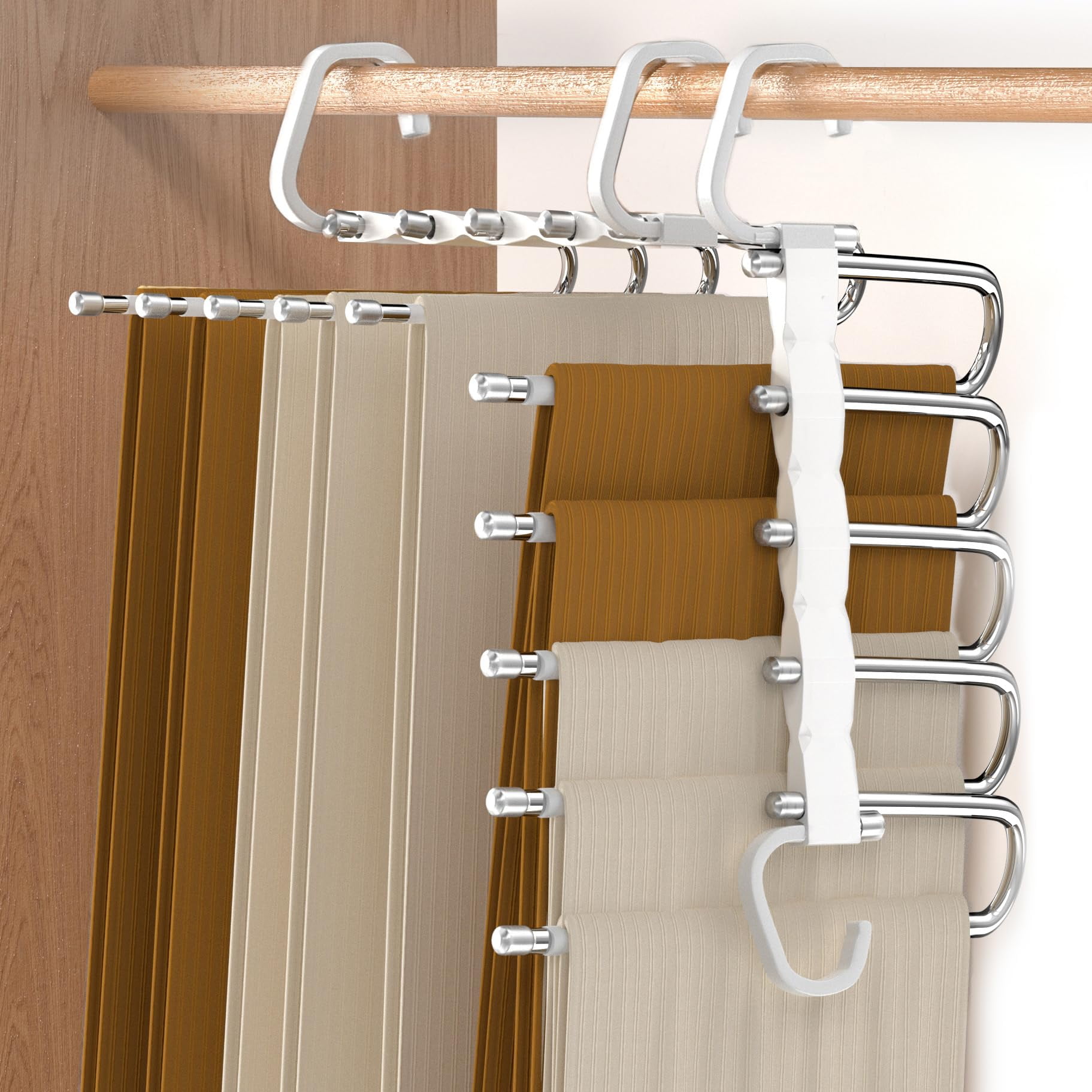 Heavy Duty Pant Hangers for Jeans and Trousers, Stainless Steel Rods ...