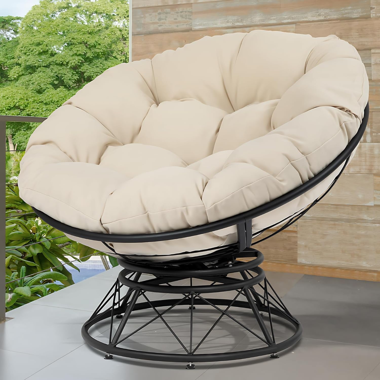Heavy Duty Papasan Chair – 360° Swivel, Removable Cover, Ultra ...