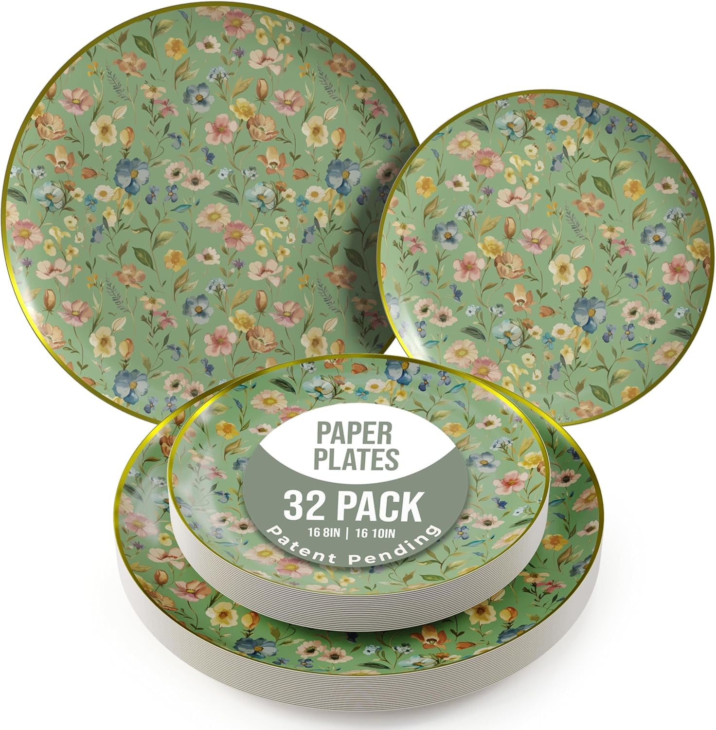Heavy Duty Paper Plates Set For 16 Guests - 16 Each Of 8-inch And 10 ...