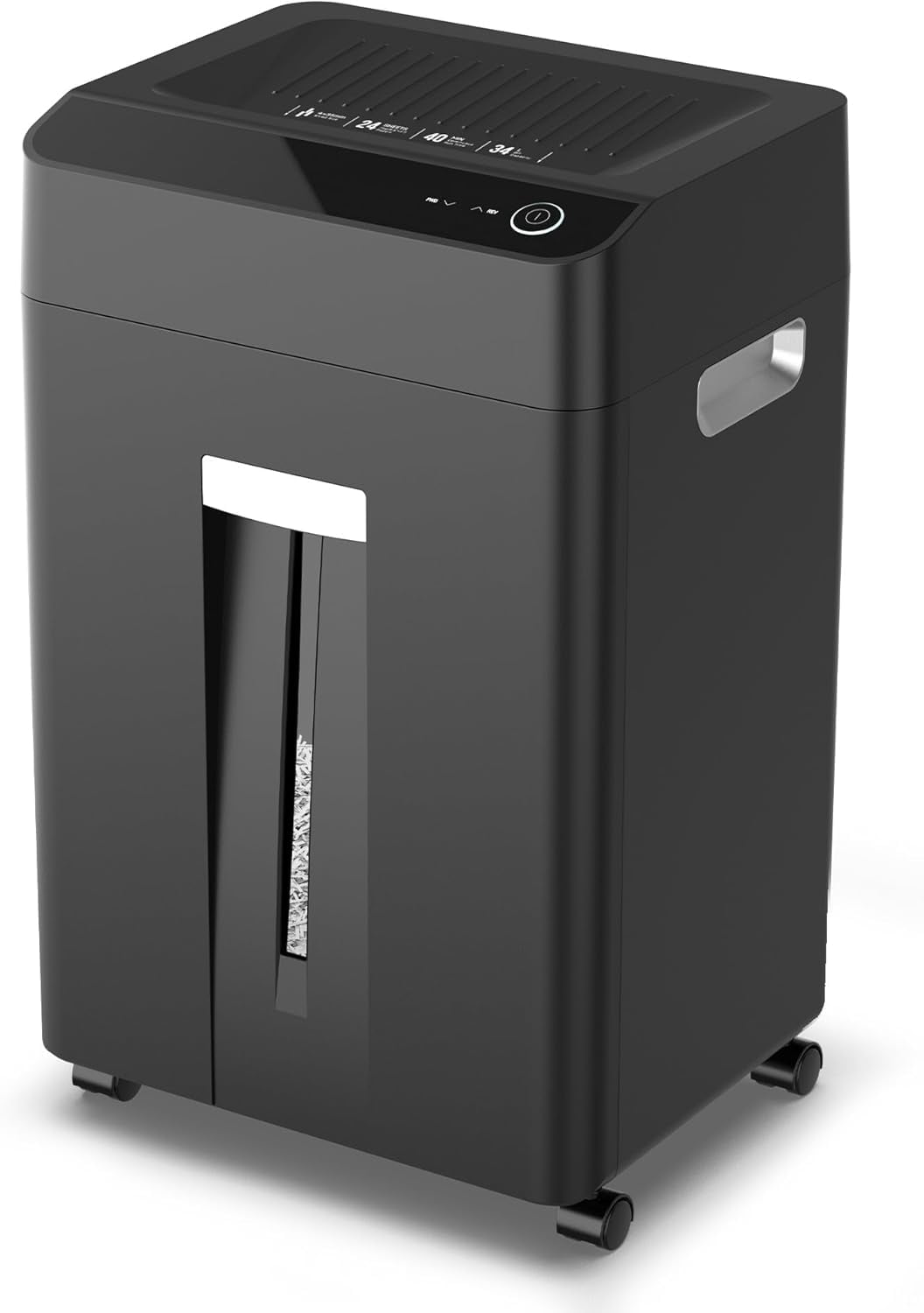 Heavy Duty Paper Shredder, 24-Sheet -Cut P-4 Security with 8.9 Gal Pull ...