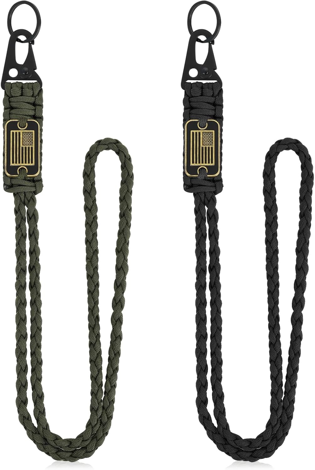 Heavy Duty Paracord Lanyard Keychain with USA Flag Neck Lanyard for ...