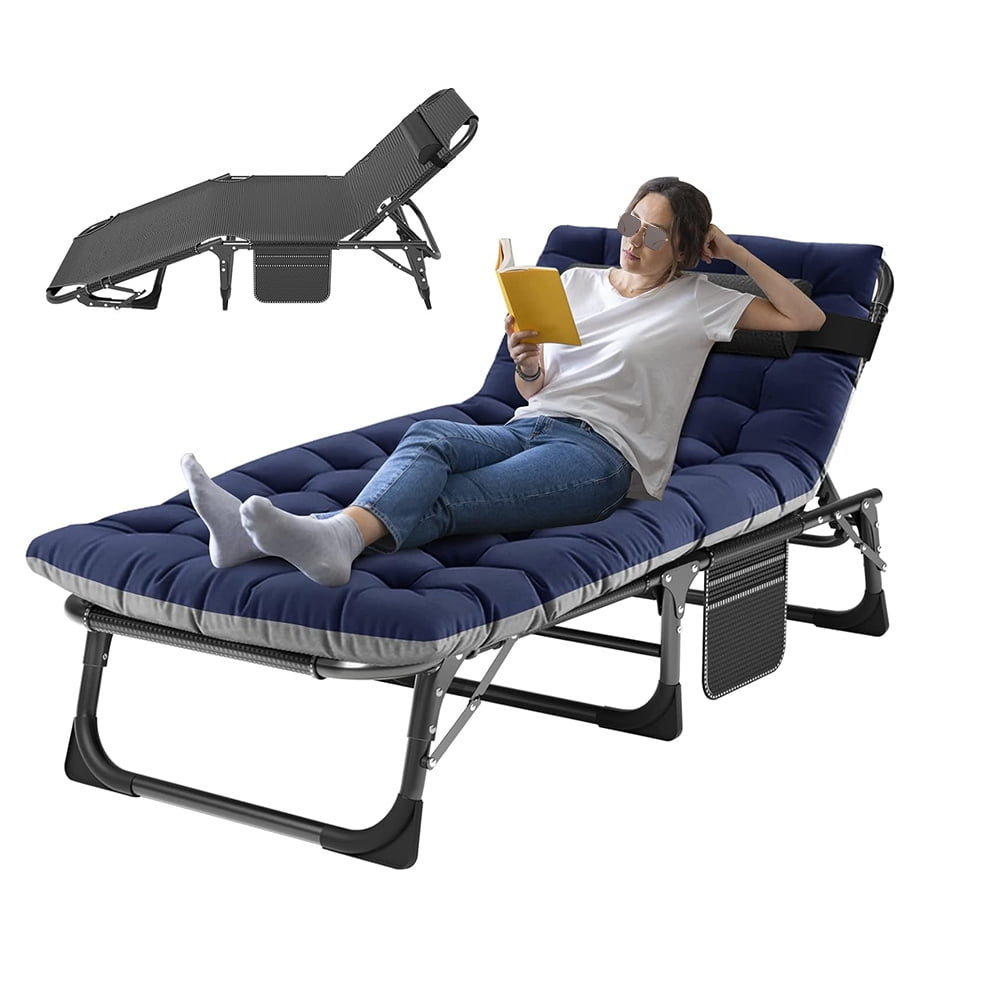 Heavy Duty Patio Chaise Lounge Chair with 5-Position Back, Folding ...