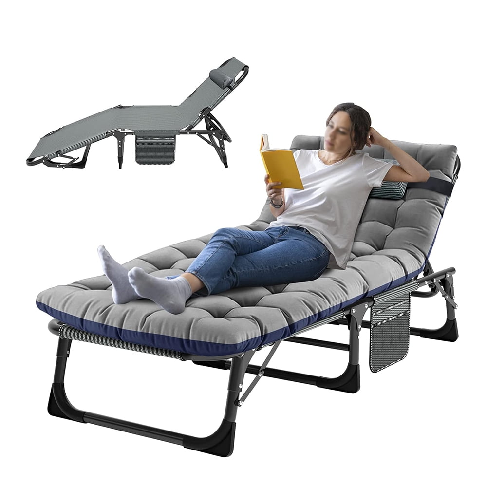 Heavy Duty Patio Chaise Lounge Chair with 5-Position Back, Folding ...
