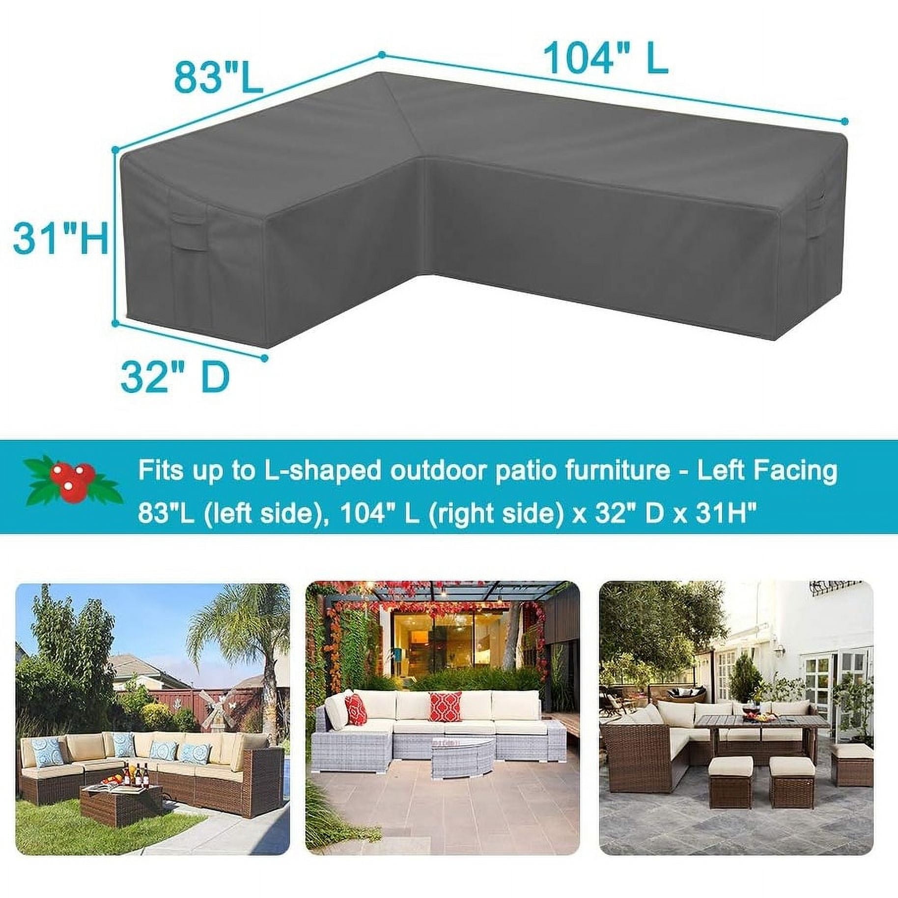 Heavy Duty Patio Sectional Sofa Cover Outdoor Furniture Cover ...