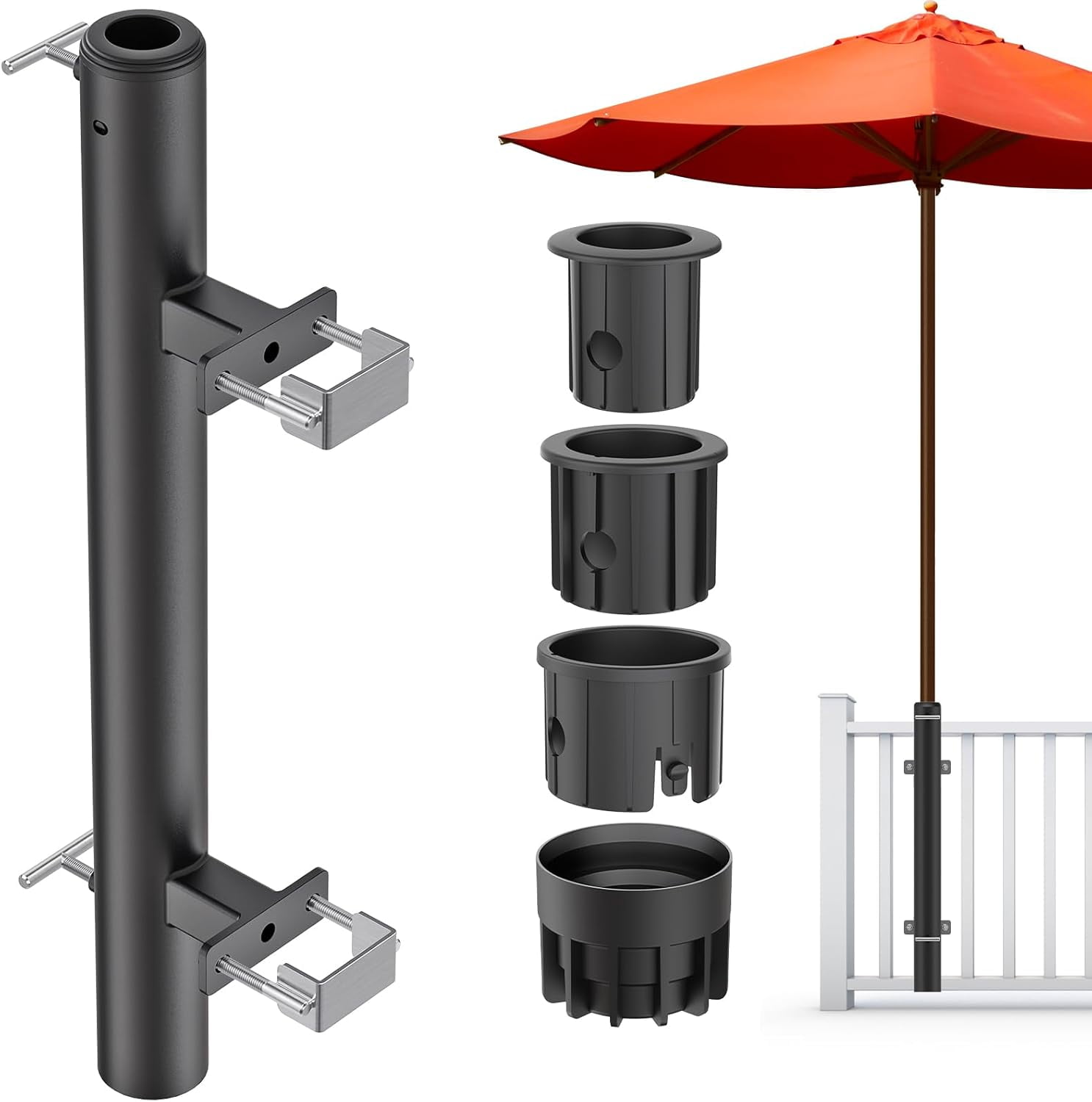 Heavy Duty Patio Umbrella Holder, Steel Deck Clamp Holder up to 2 ...