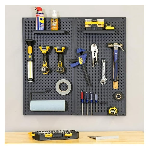 Heavy-Duty Pegboard Wall Kit, 13 Lockable Attachments, Garage ...
