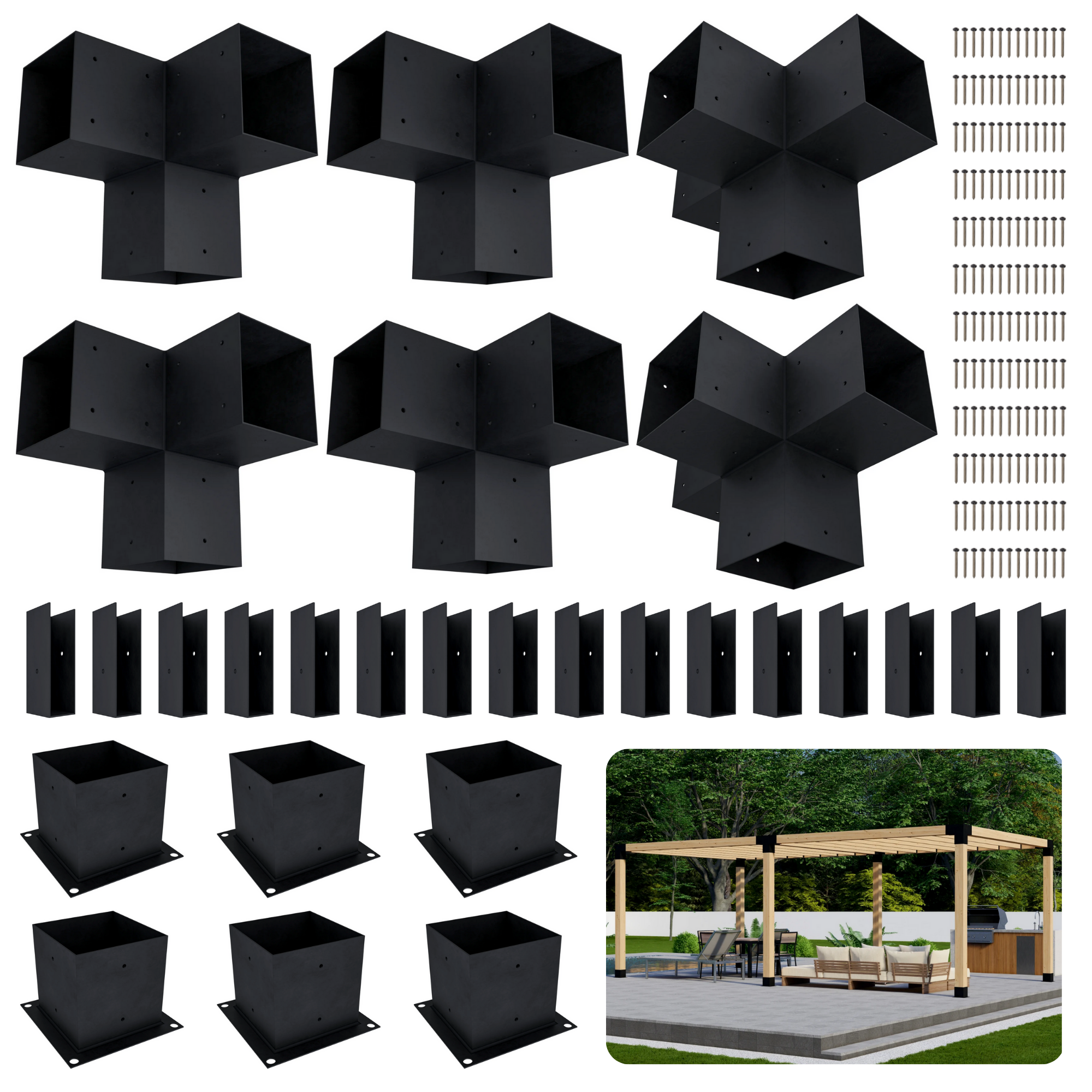 Heavy-Duty Pergola Brackets Kit for Up to 12x14 Pergola Structure with ...