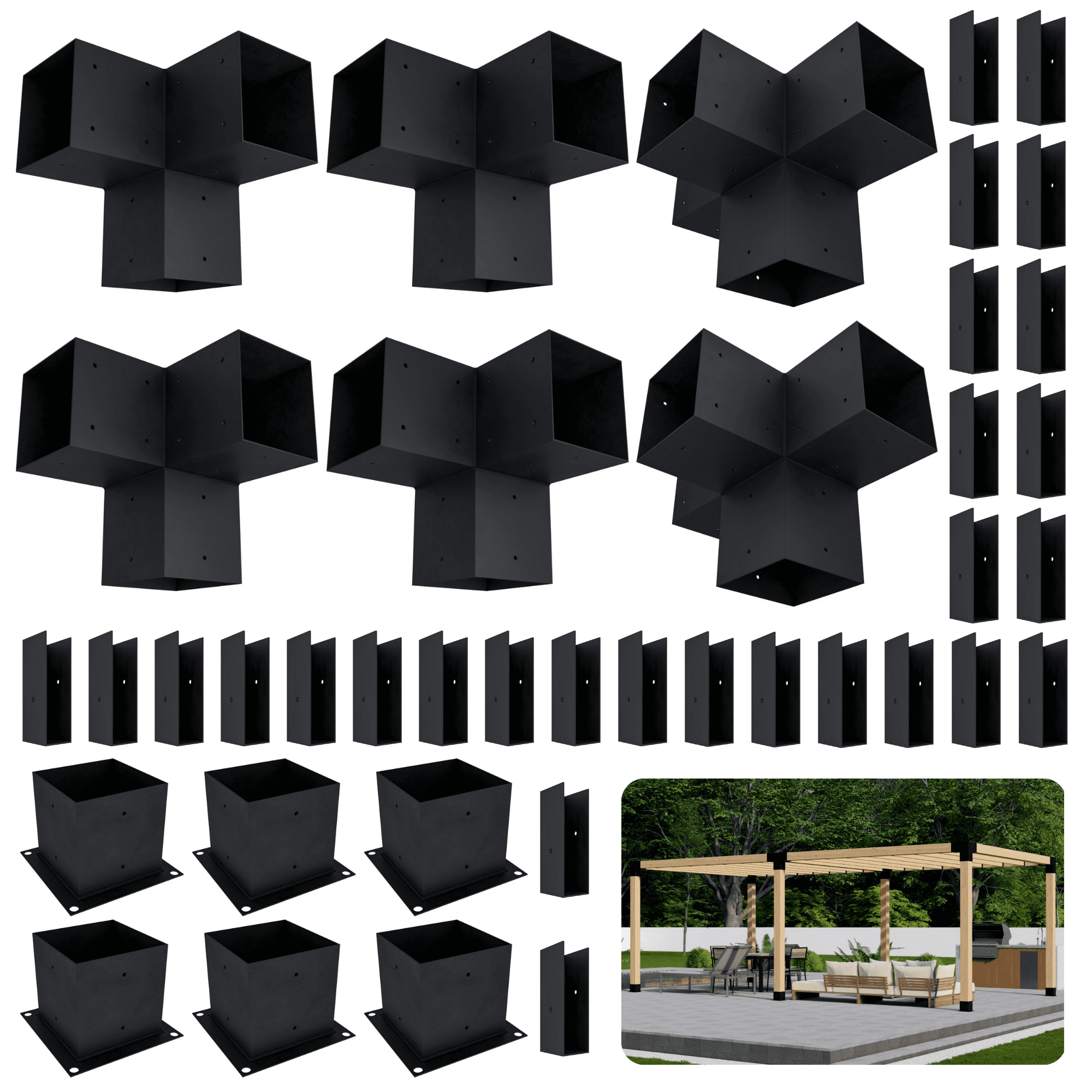 Heavy-Duty Pergola Brackets Kit for Up to 12x24 Pergola Structure with ...
